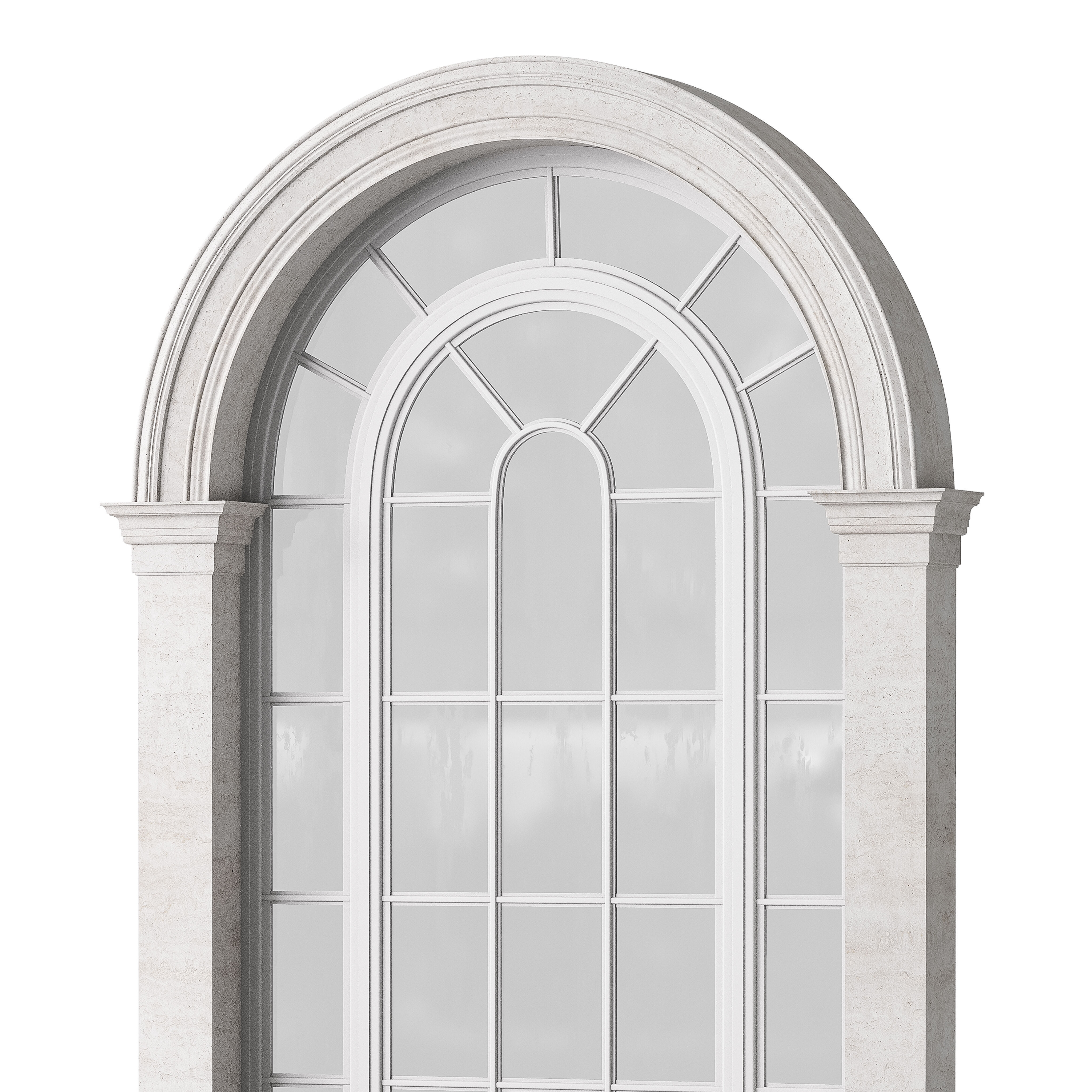 Classical Arched Window Balcony with Baluster - Facade Element 3D model ...