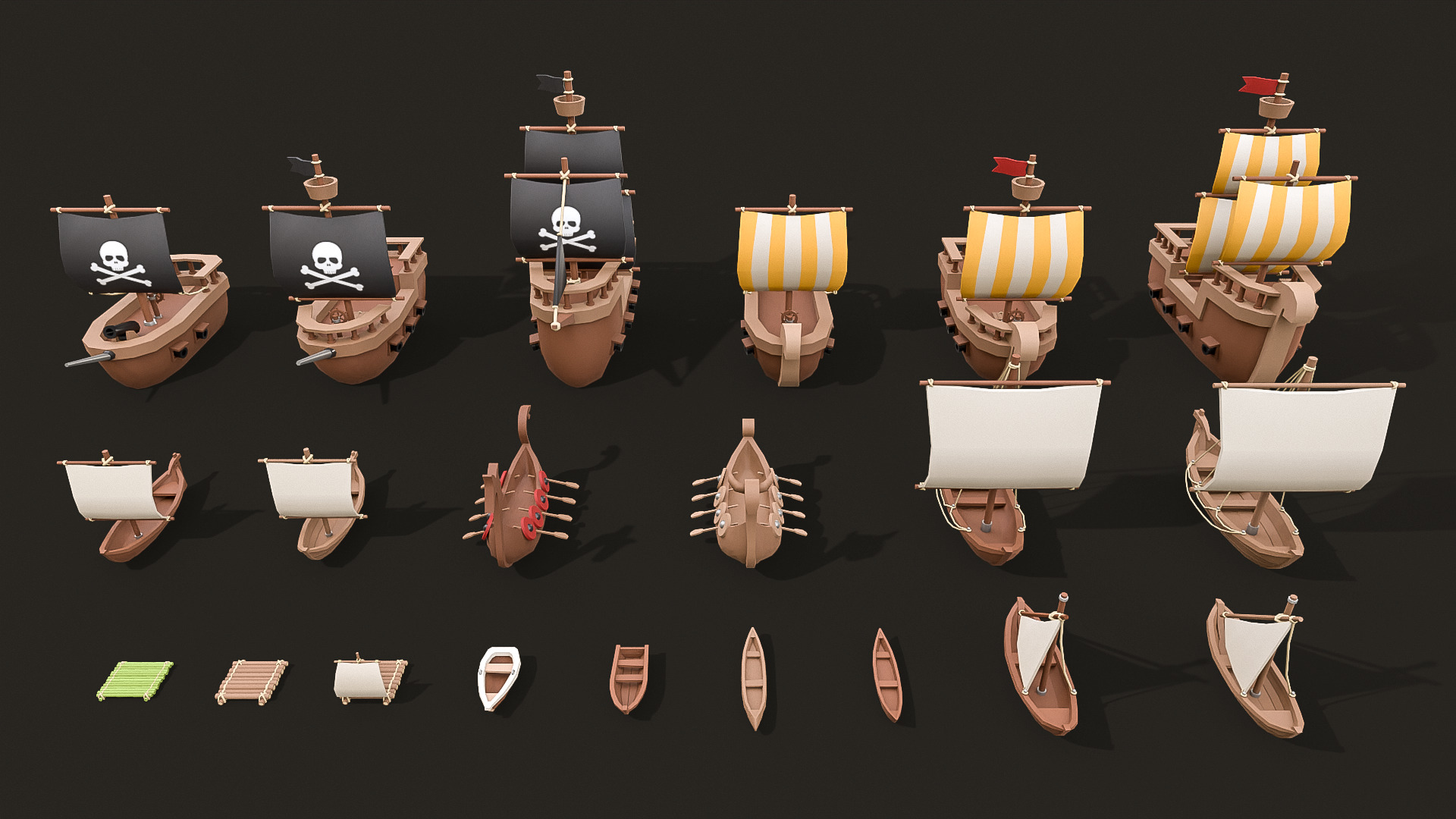 3D model Stylized Ships Pack VR / AR / low-poly | CGTrader