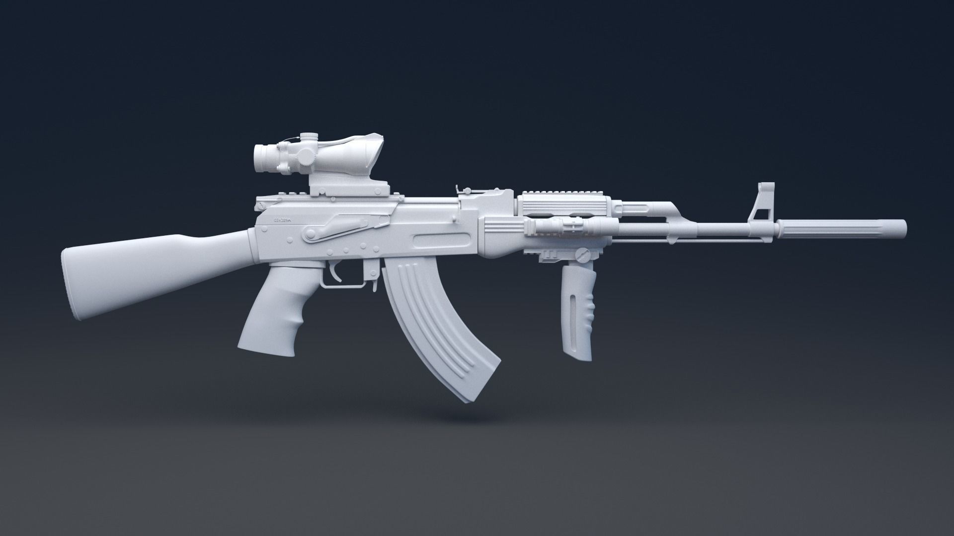AK 47 customized with Acog sight High Poly 3D model | CGTrader