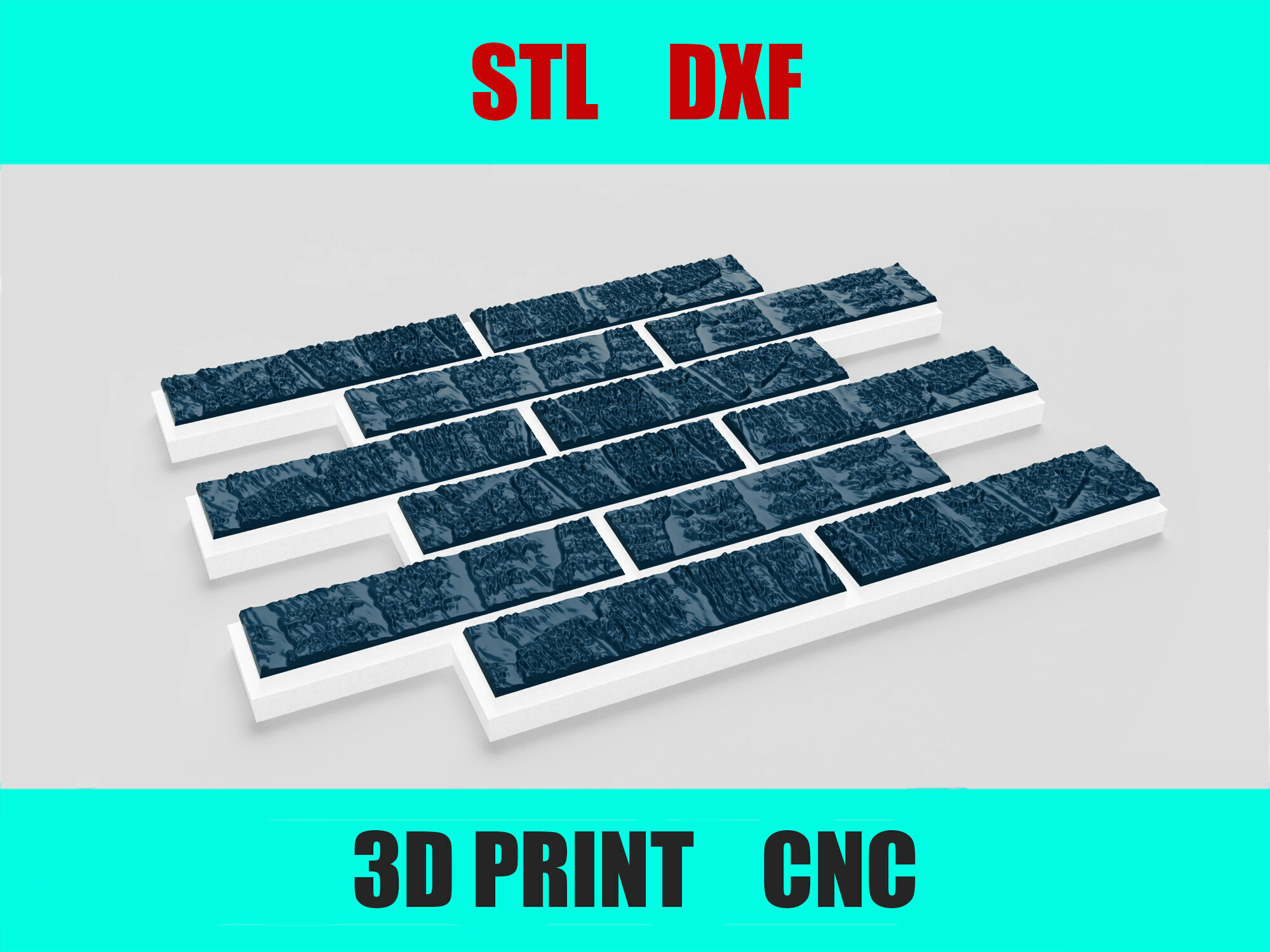 Brick Wall Panel 3D Model for CNC Mold Making STL STEP DXF 3D model 3D ...