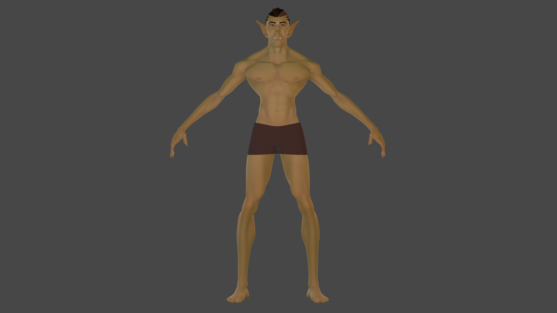3D model Cartoon male goblin character base mesh Low-poly 3D model VR ...