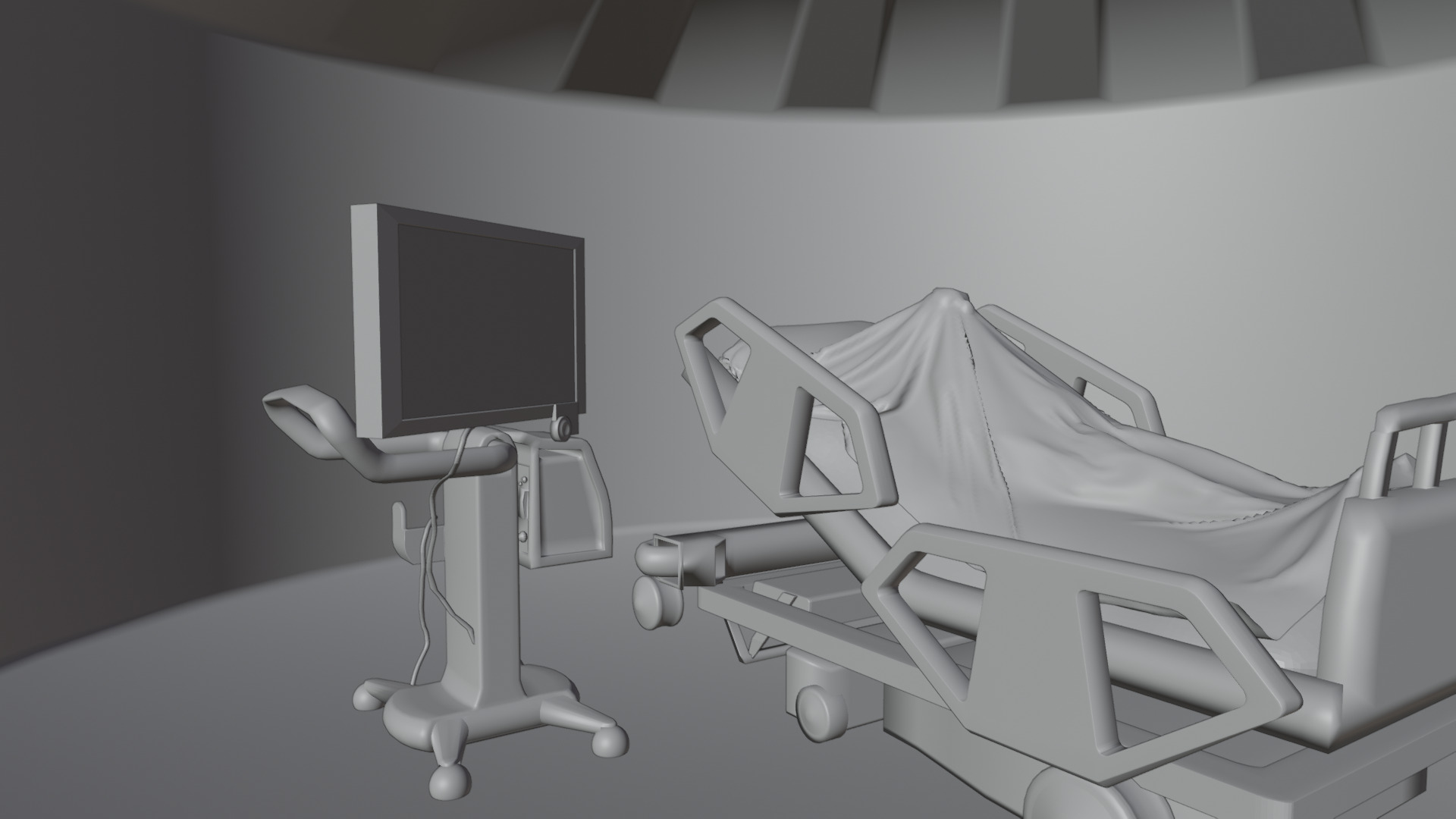 Hospital bed and Animated Heart Monitor free 3D model animated rigged ...