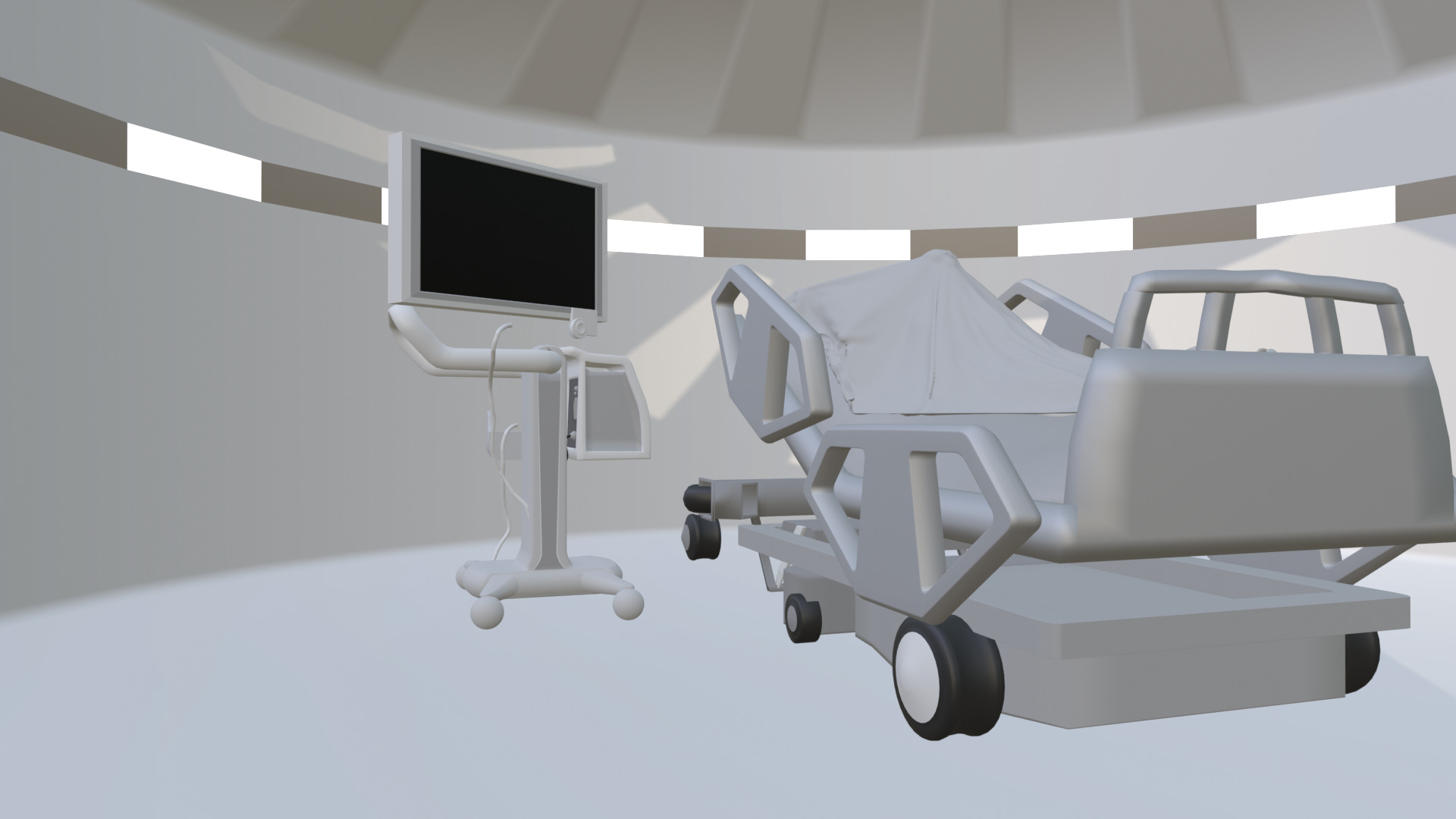 Hospital bed and Animated Heart Monitor free 3D model animated rigged ...