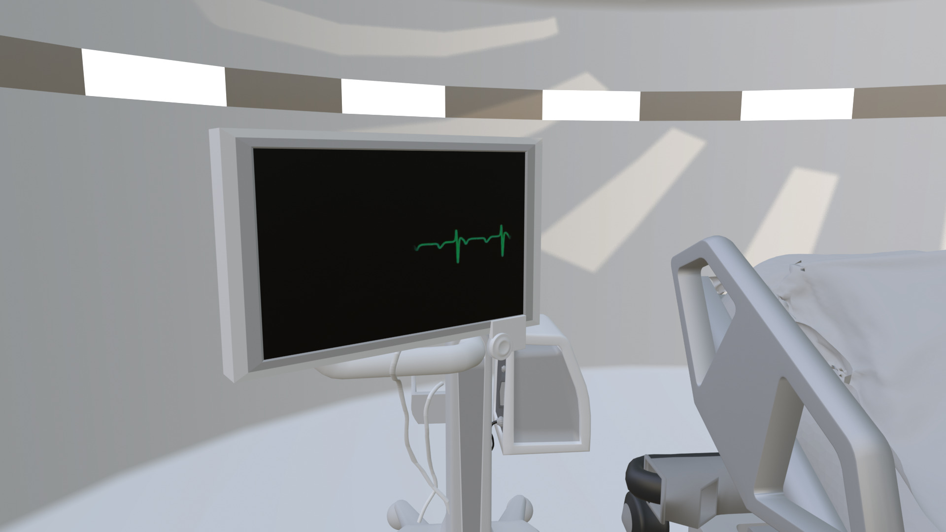 Hospital bed and Animated Heart Monitor free 3D model animated rigged ...