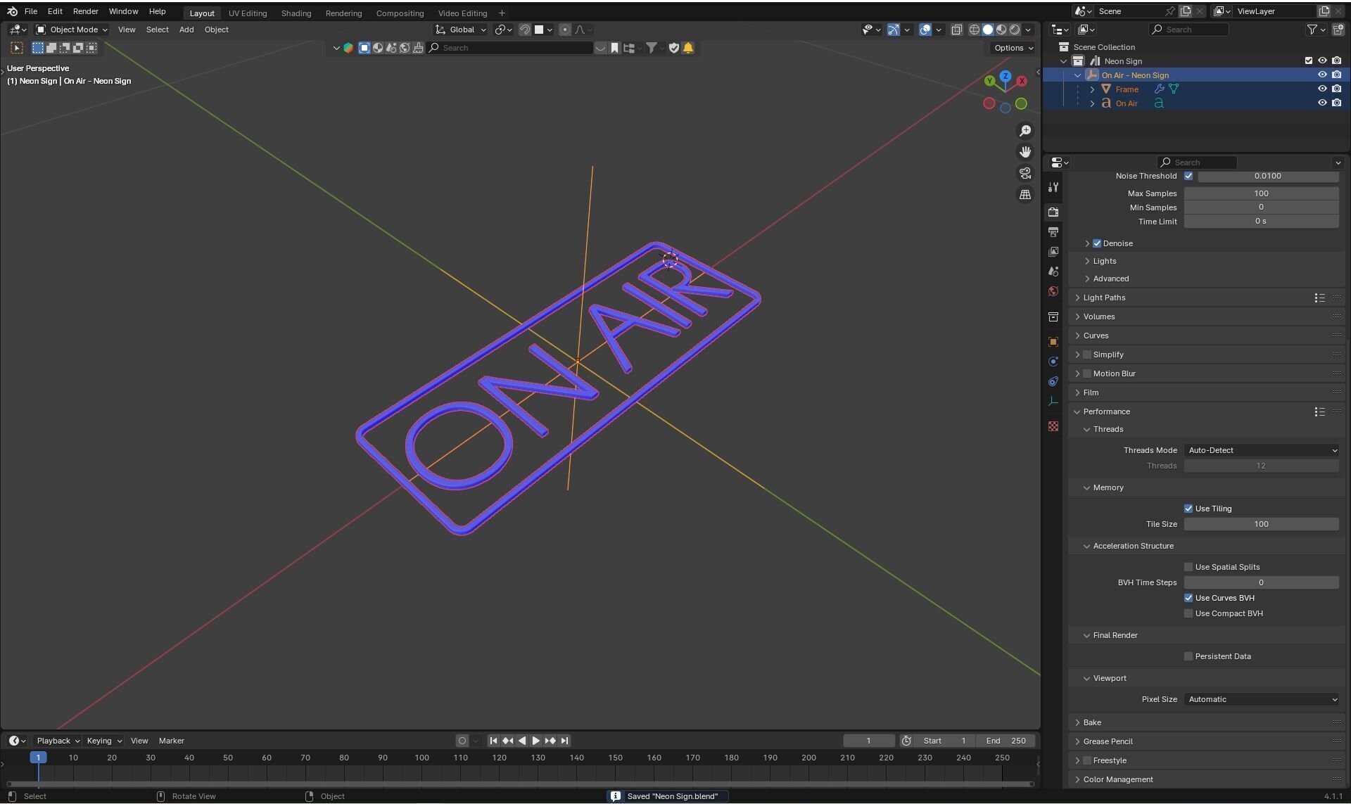 Neon ON AIR Sign High Quality 3D Model free 3D model | CGTrader