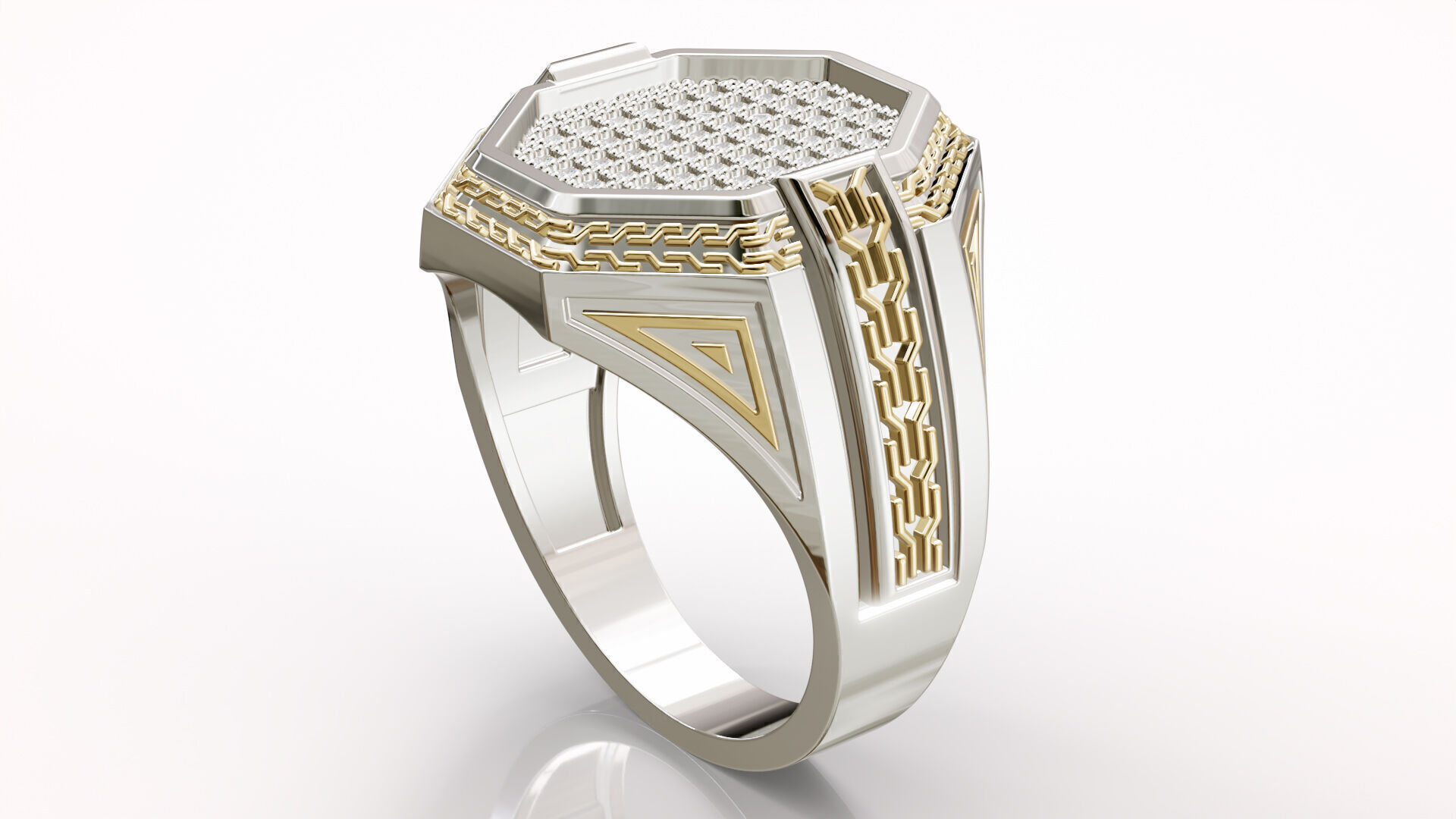 3D model Man Diamond Ring Gold Silver Jewelry Printable VR / AR / low ...