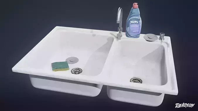 3D model SUBURBS - Kitchen Sink 04 - LOW POLY VR / AR / low-poly | CGTrader