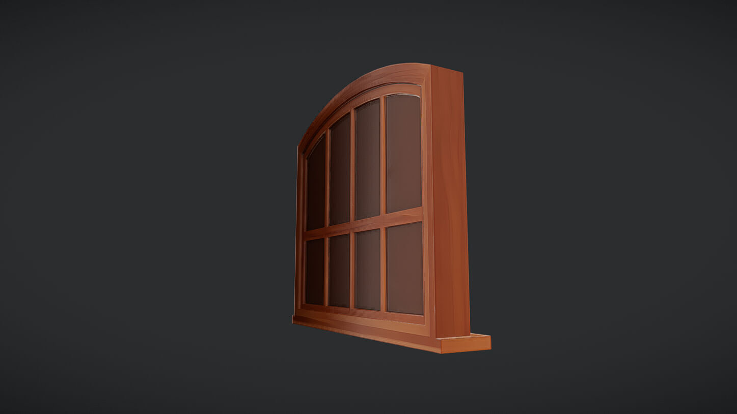 arched wooden window frame 3D model | CGTrader