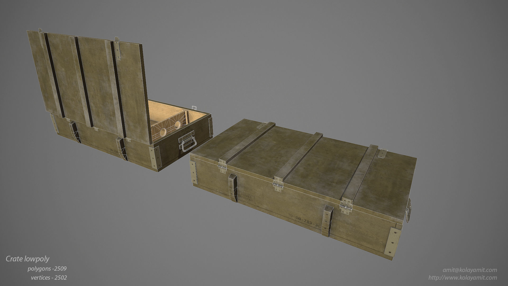 3D model Crate Low Poly Game Ready two wooden boxes VR / AR / low-poly ...