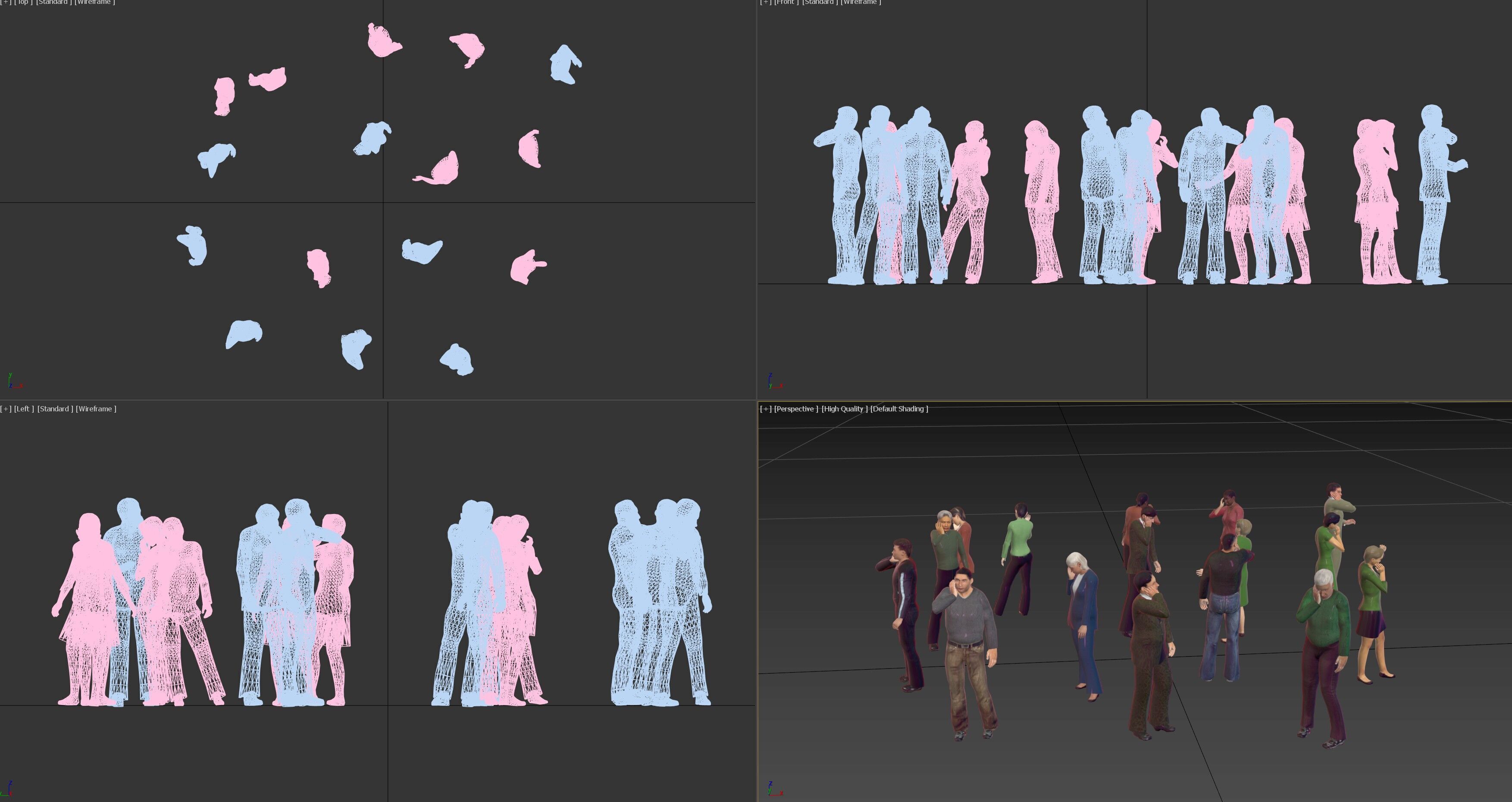 3D model Group of 16 animated Male and Female Characters - On the Phone ...