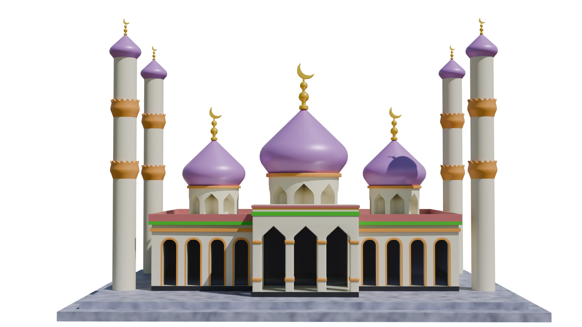 3D Mosque Model Realistic Islamic Architecture free VR / AR / low-poly ...
