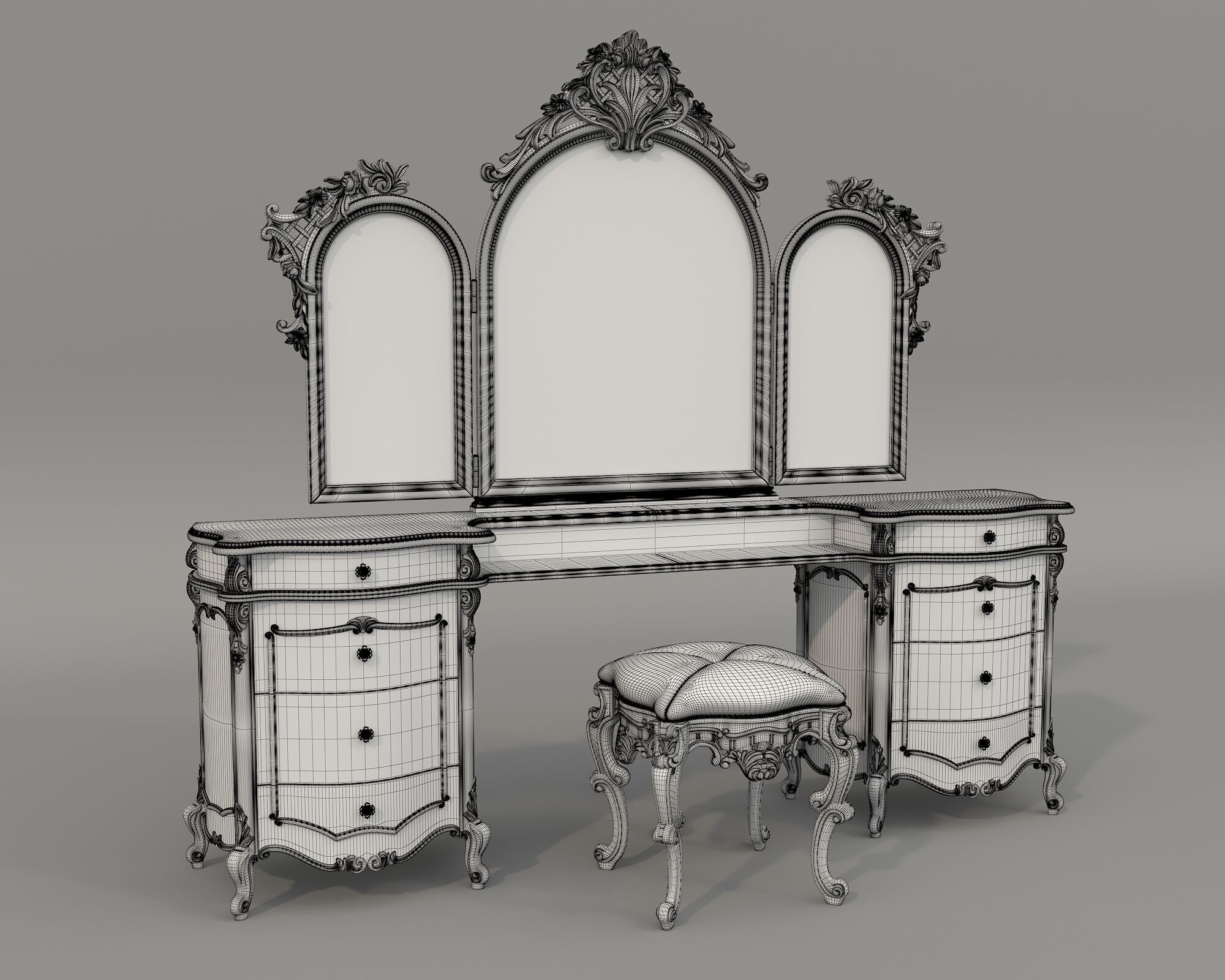Classic European style Dressing Table 30 3D model | CGTrader