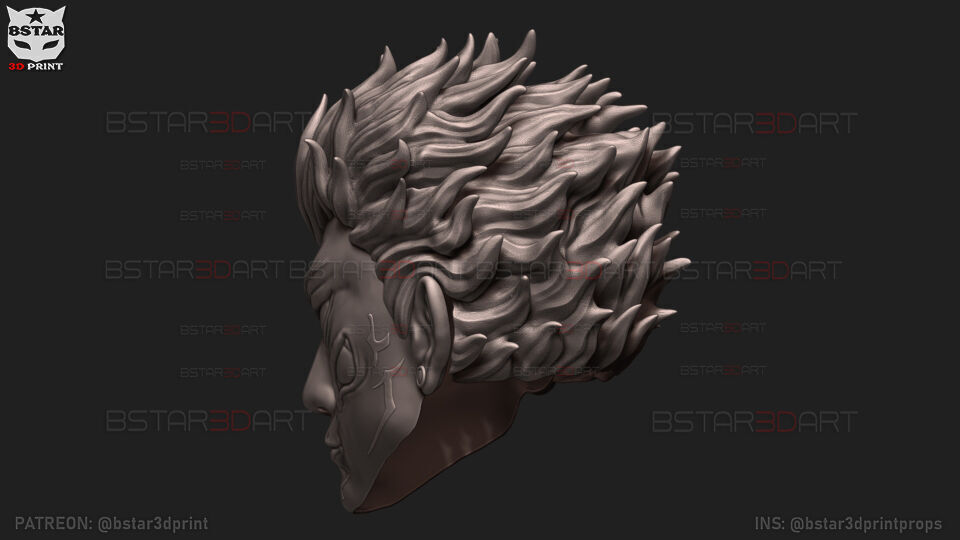 Sukuna Final Form Head Mask - With Hair - Jujutsu Kaisen Cosplay 3D ...