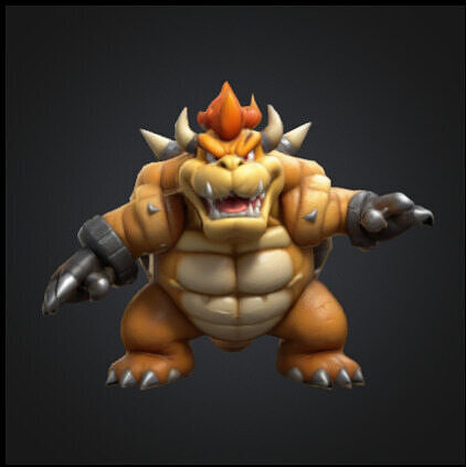 Bowser chibi free 3D model 3D printable | CGTrader