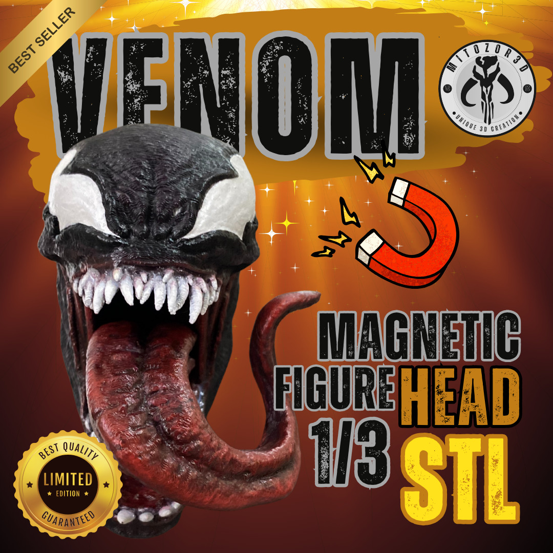 Venom - Magnetic Figure Head 3D Printable STL Marvel Universe 3D model ...