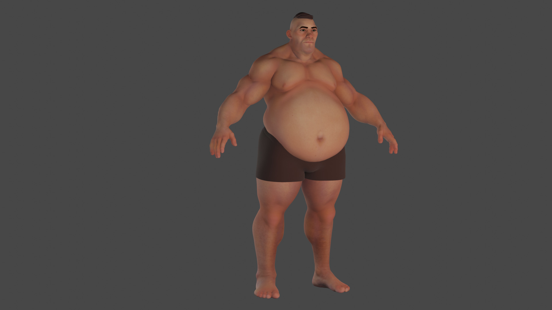 Cartoon fat male character base mesh Low-poly 3D model free VR / AR ...