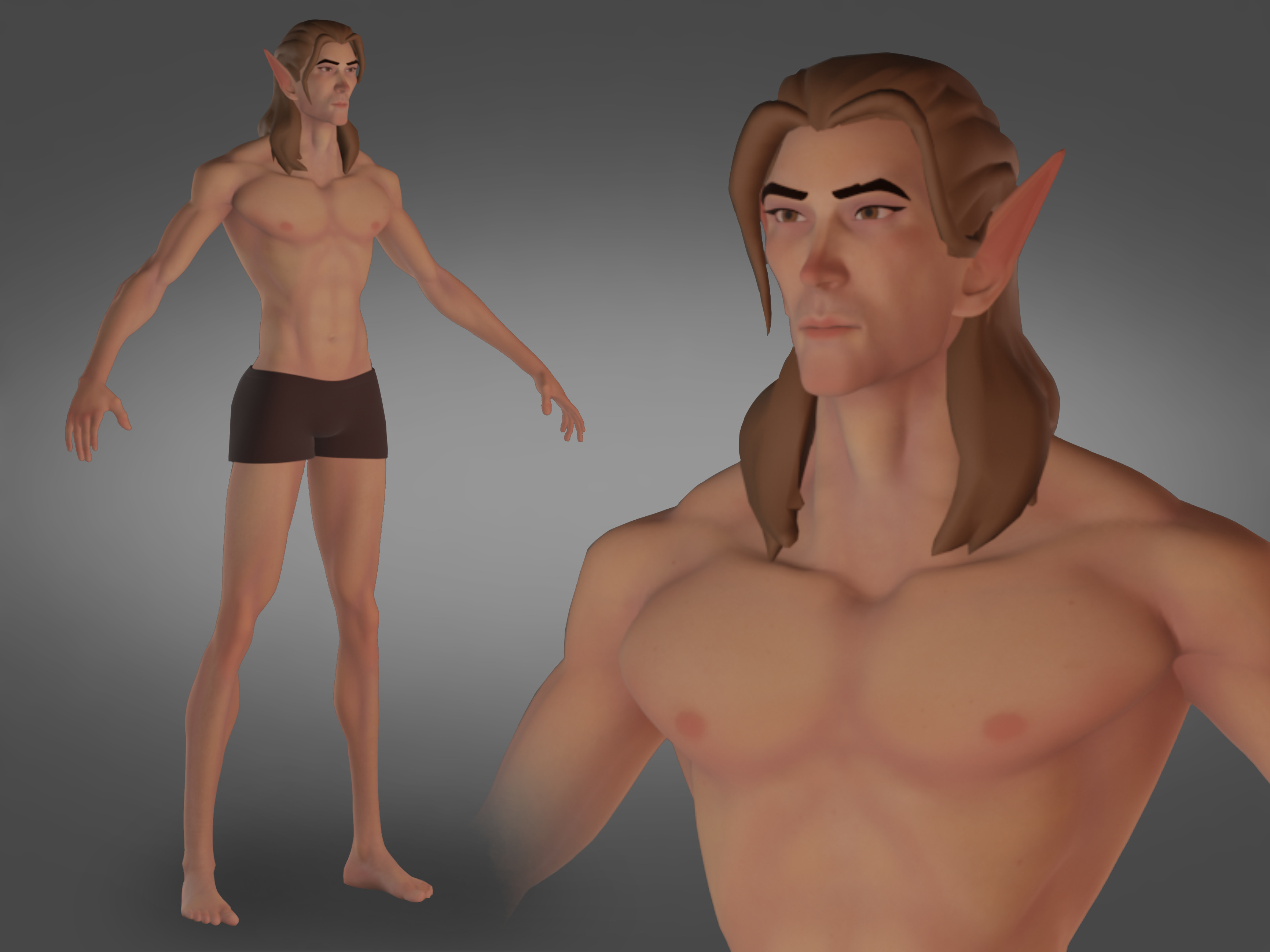 Cartoon elf male character fantesy base mesh Low-poly 3D model free VR ...