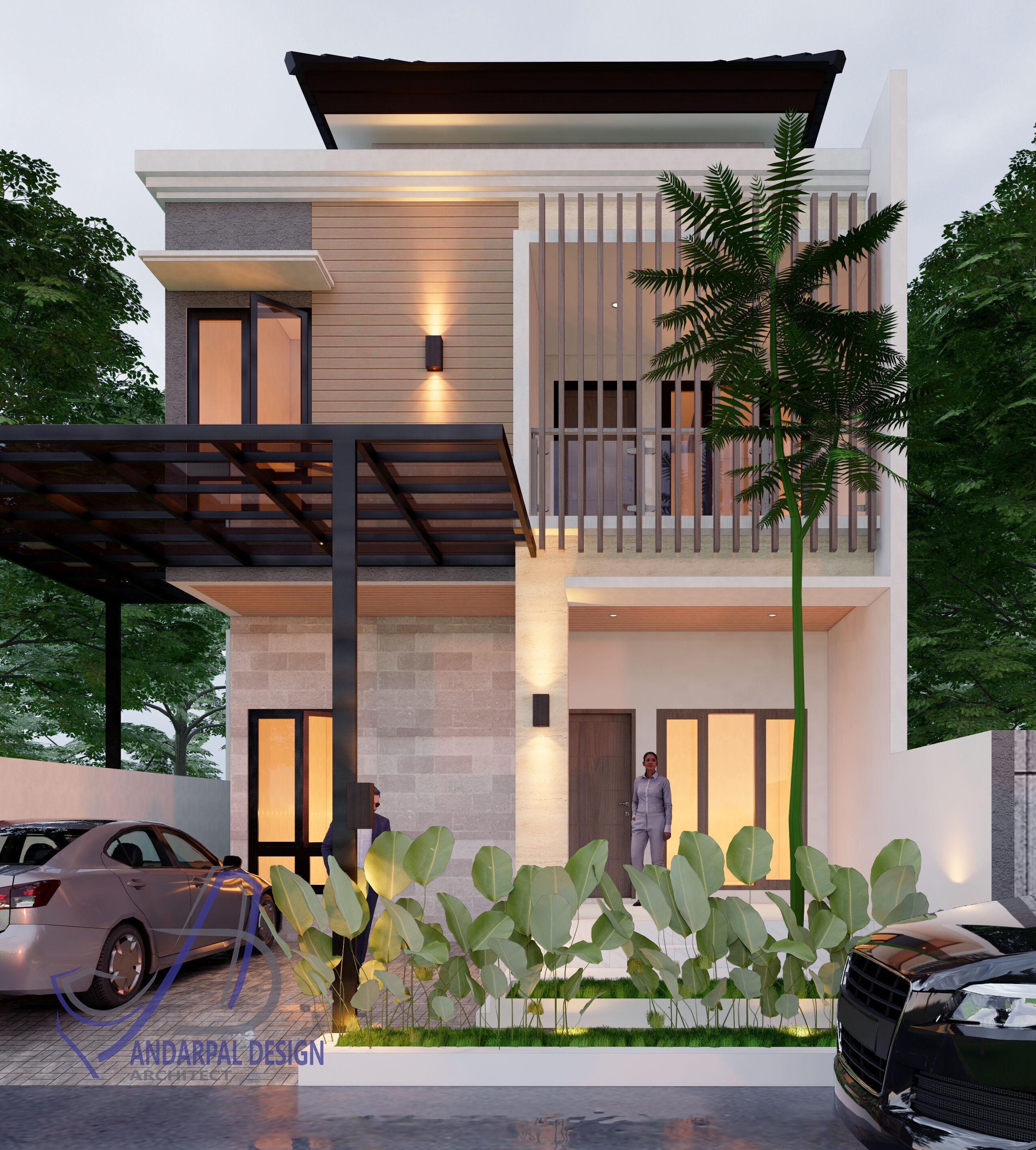 rumah 2 lantai konsep minimalis modern 3D model | CGTrader