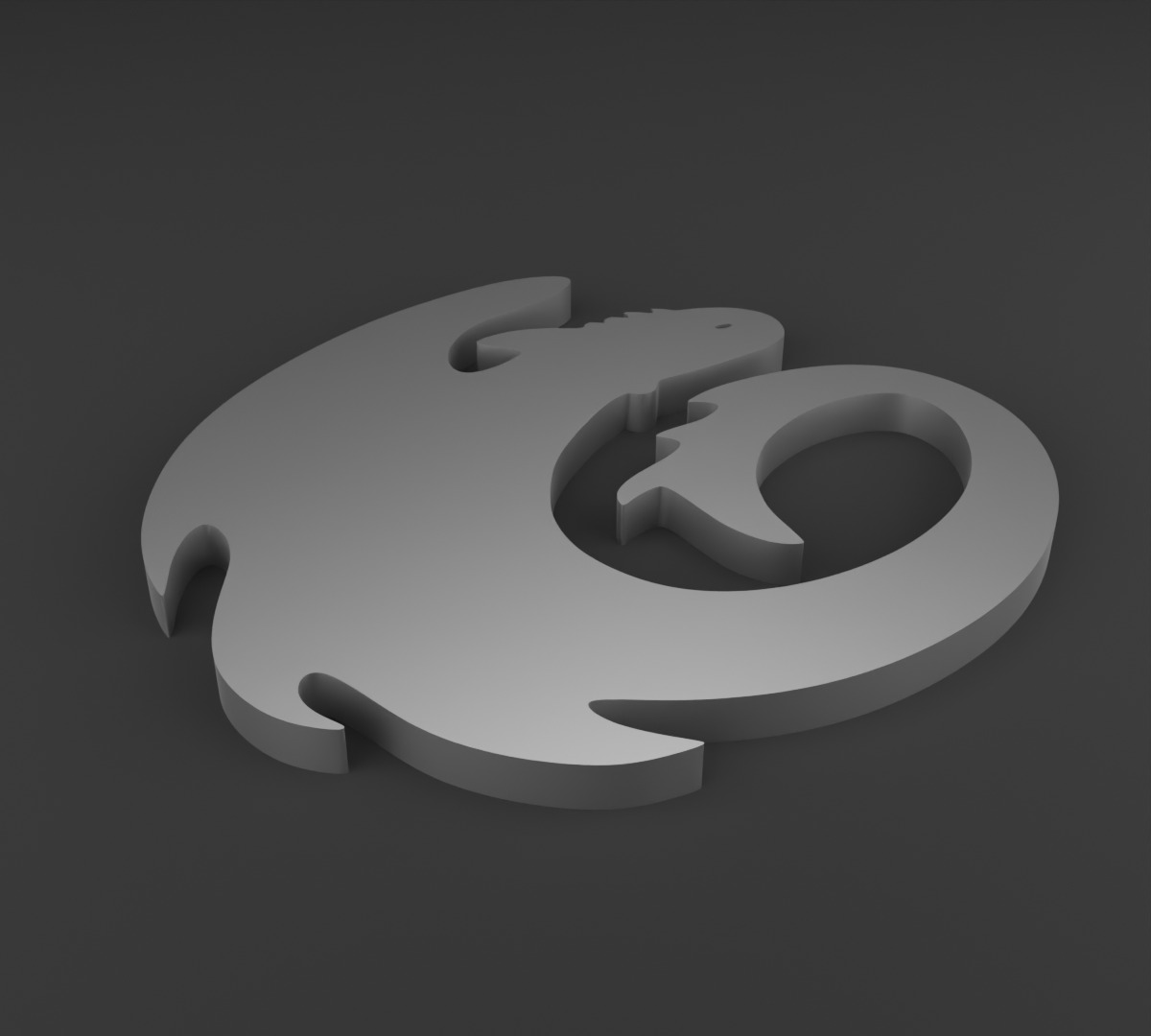 Dragon Emblem 3D model Logo Toothless Style For 3D Printing 3D model 3D ...