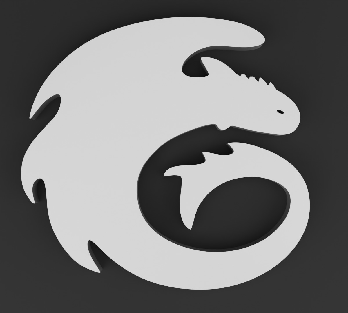 Dragon Emblem 3D model Logo Toothless Style For 3D Printing 3D model 3D ...