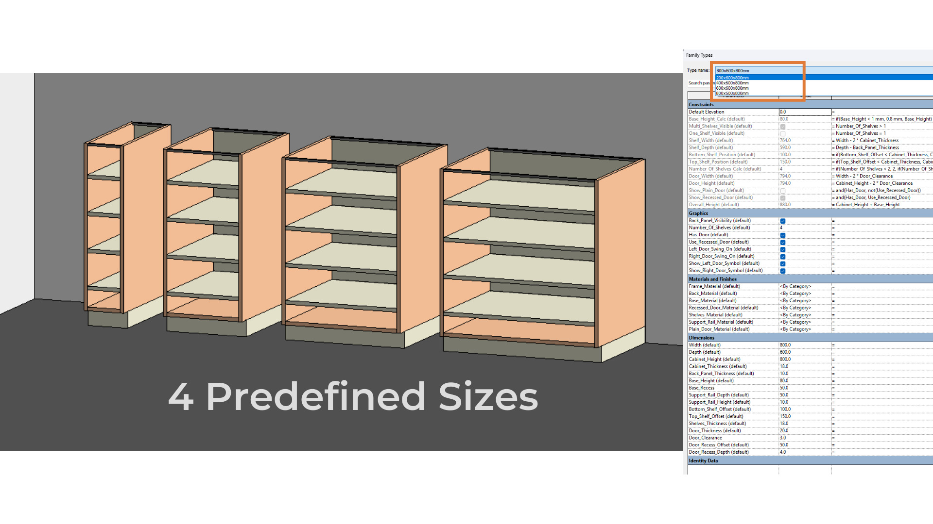 PARAMETRIC REVIT FAMILY Base Cabinet Storage Shelf 2 Door Style 3D ...