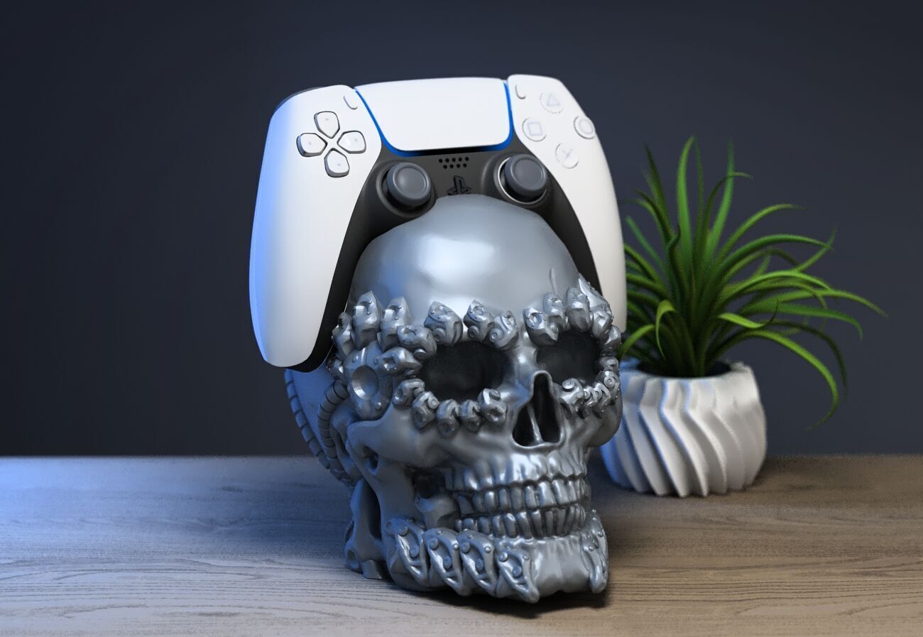 Skull robot Ps5 controller stand Robot skull head ps5controller 3D ...