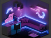 Low Poly Orthographic Gaming Room with RGB lighting free VR / AR / low ...