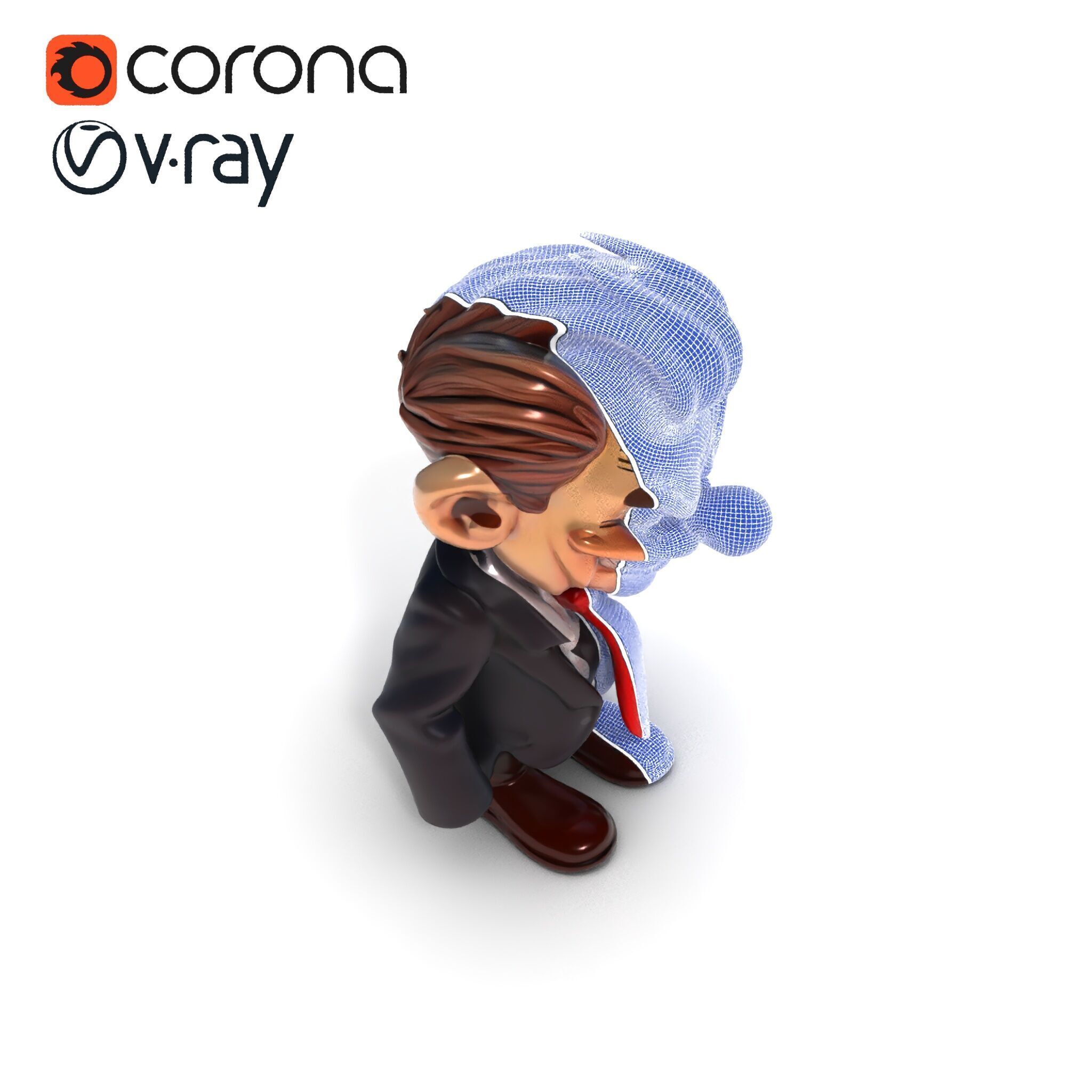 3D model Evil Cartoon Businessman Character model pack VR / AR / low ...
