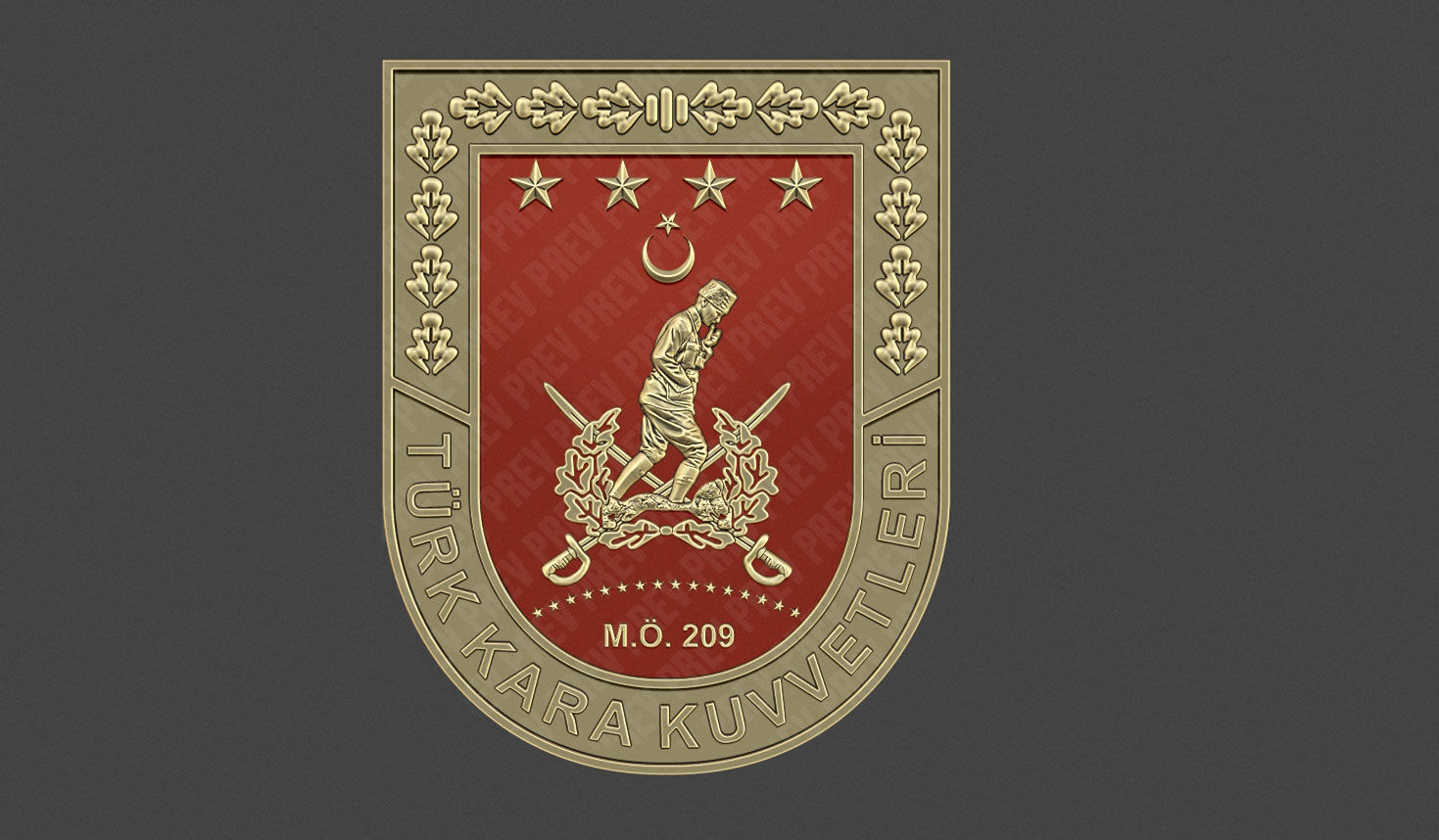 Emblem of the Turkish Land Forces 3D model 3D printable | CGTrader