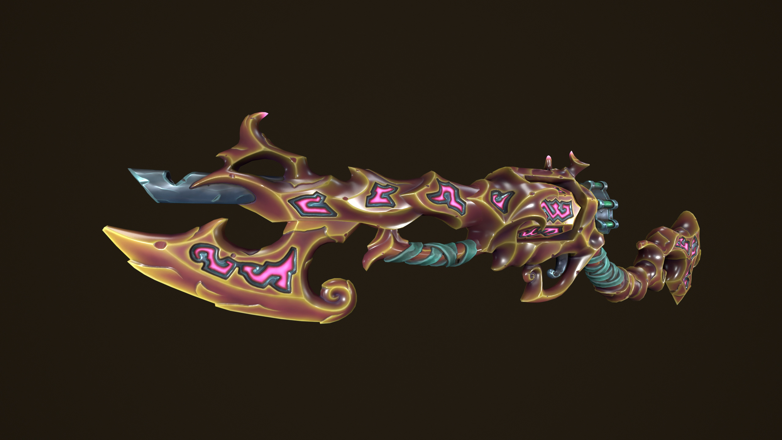 3D model Modular stylized rune ice rifle shotgun revolver axe knife VR ...