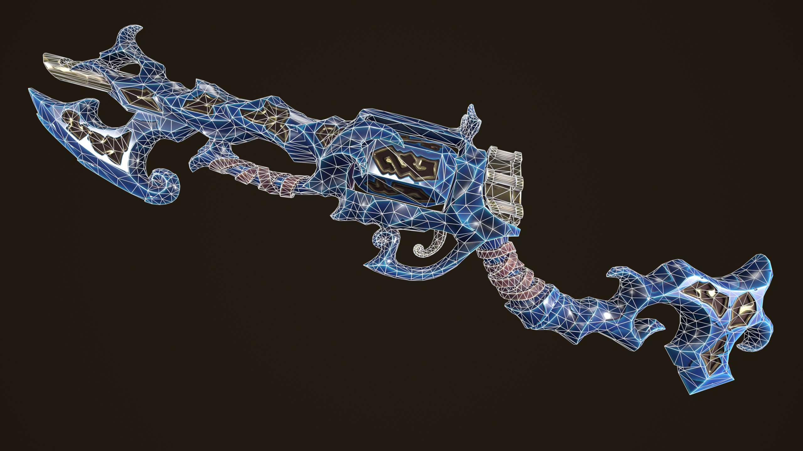 3D model Modular stylized rune ice rifle shotgun revolver axe knife VR ...