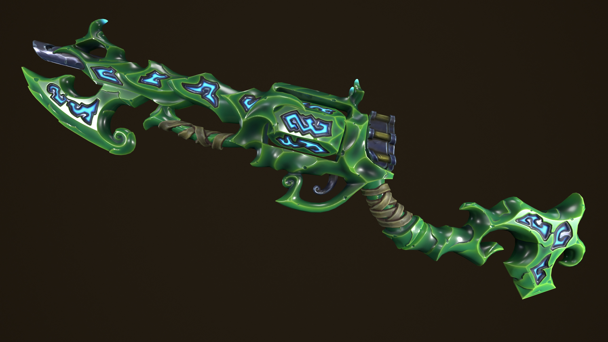 3D model Modular stylized rune ice rifle shotgun revolver axe knife VR ...