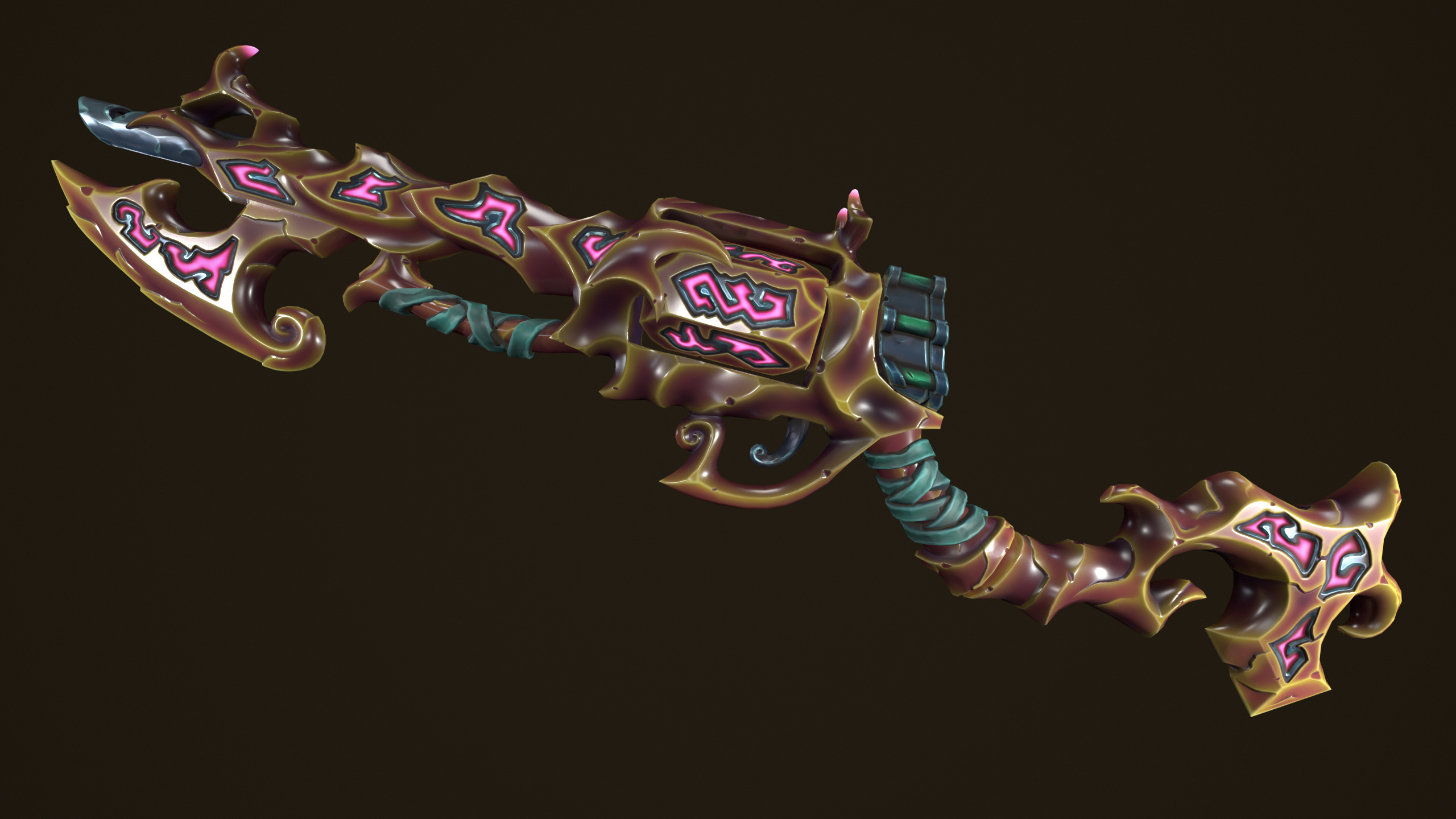 3D model Modular stylized rune ice rifle shotgun revolver axe knife VR ...