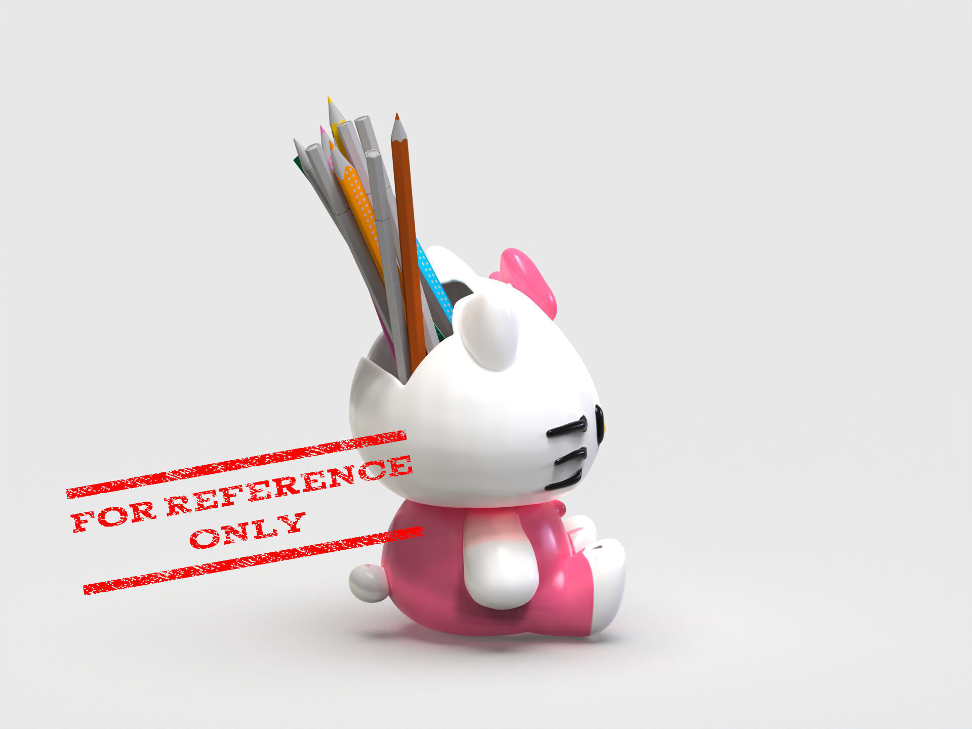 Sitting Hello Kitty Pencil Holder 3D model 3D printable | CGTrader
