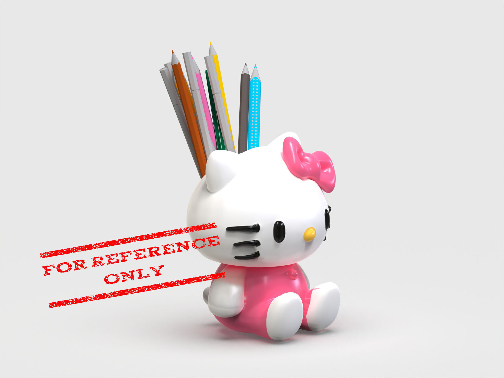 Sitting Hello Kitty Pencil Holder 3D model 3D printable | CGTrader