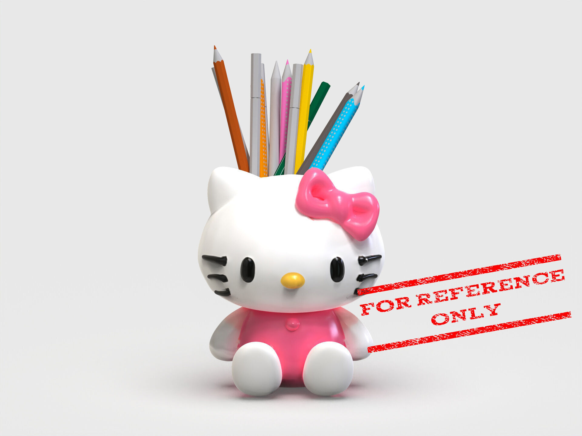 Sitting Hello Kitty Pencil Holder 3D model 3D printable | CGTrader