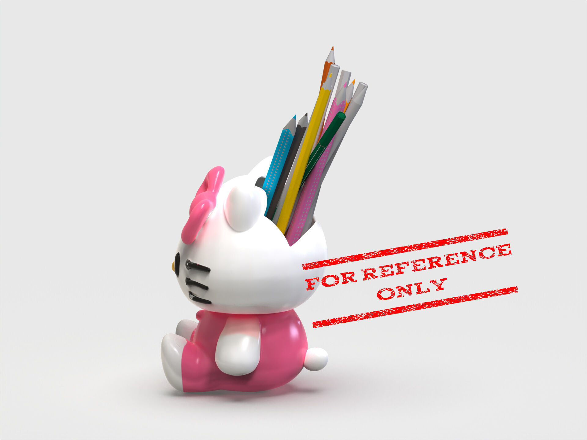 Sitting Hello Kitty Pencil Holder 3D model 3D printable | CGTrader