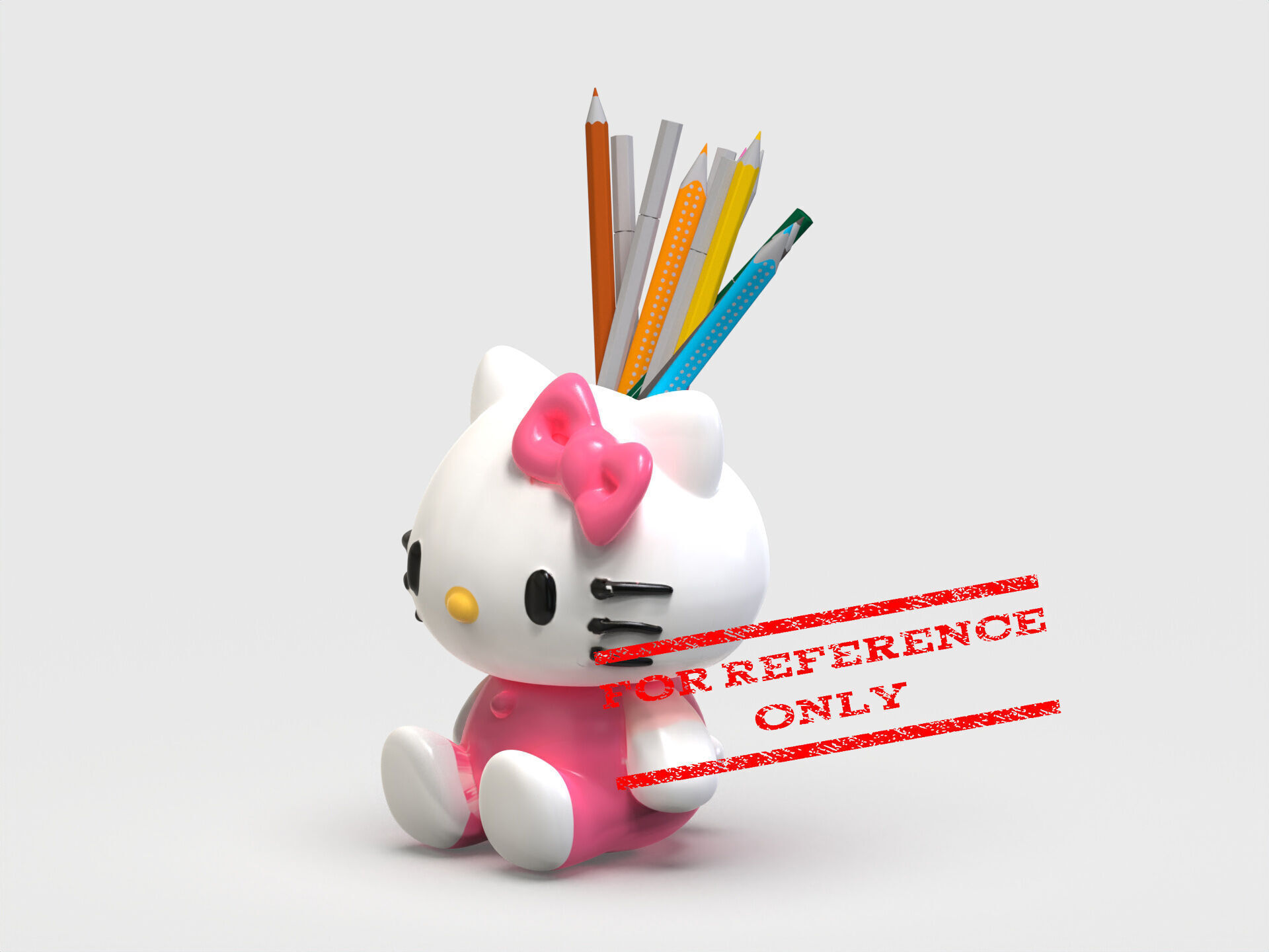 Sitting Hello Kitty Pencil Holder 3D model 3D printable | CGTrader