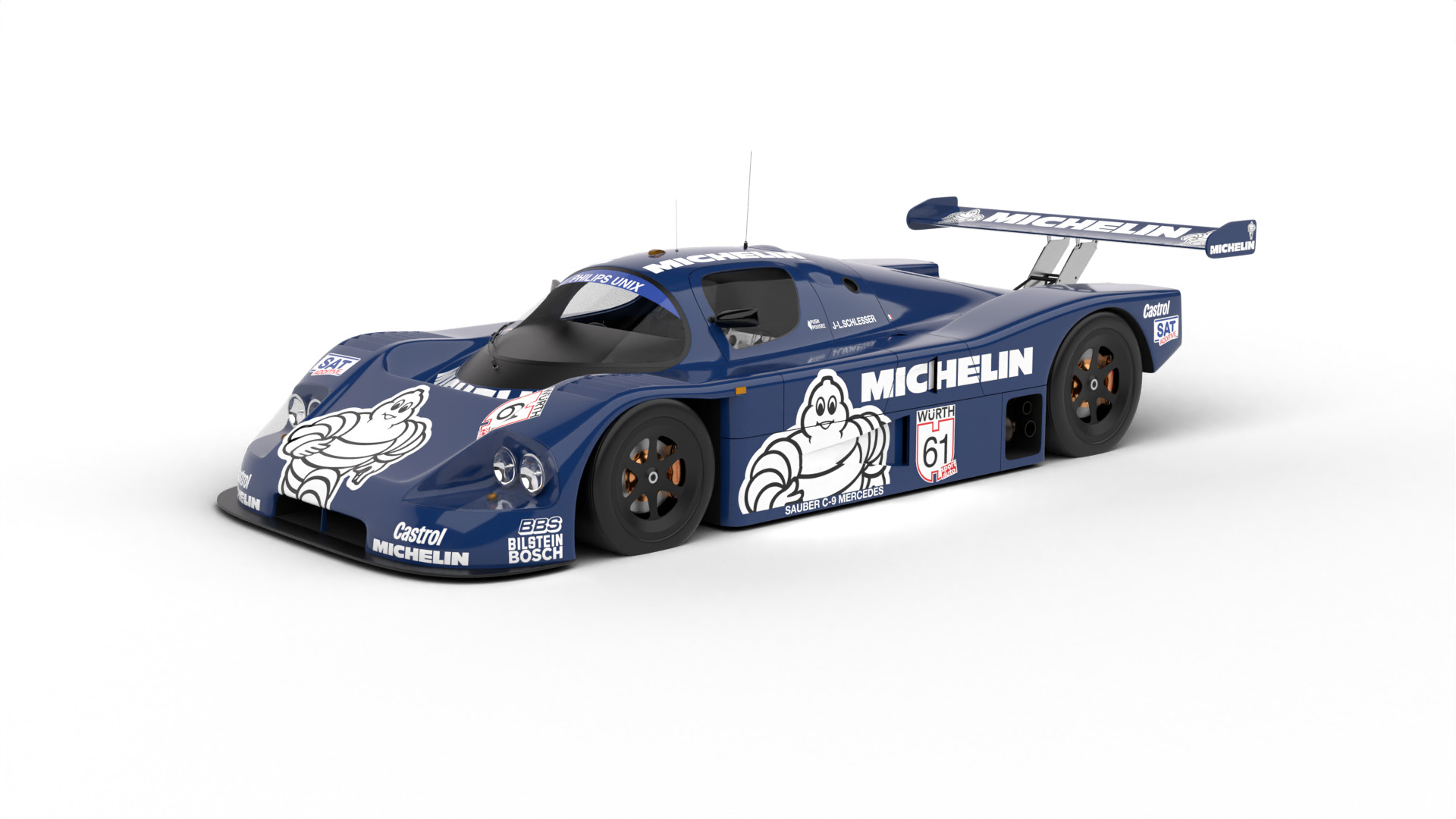 Mercedes Benz C9 1987 Sauber Michelin Racing 3d model 3D model rigged ...