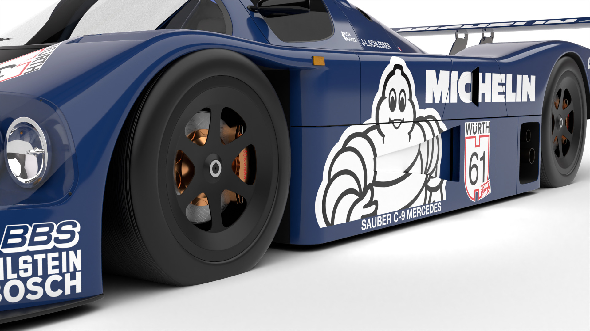 Mercedes Benz C9 1987 Sauber Michelin Racing 3d model 3D model rigged ...