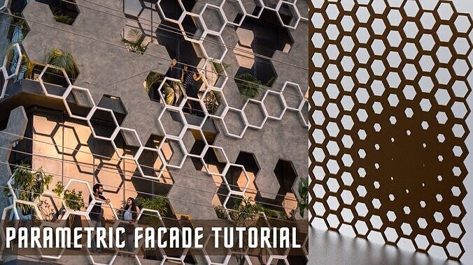 Hexagonal Parametric Facade Design Grasshopper Rhino Files 3D model | CGTrader
