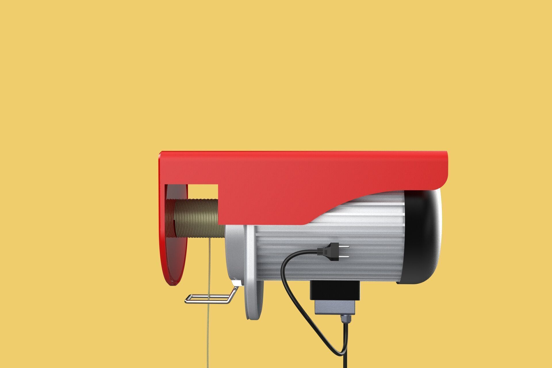 STANDARD ELECTRIC POWER MOTOR WIRE ROPE HOIST CRANE GANTRY HOOK 3D ...