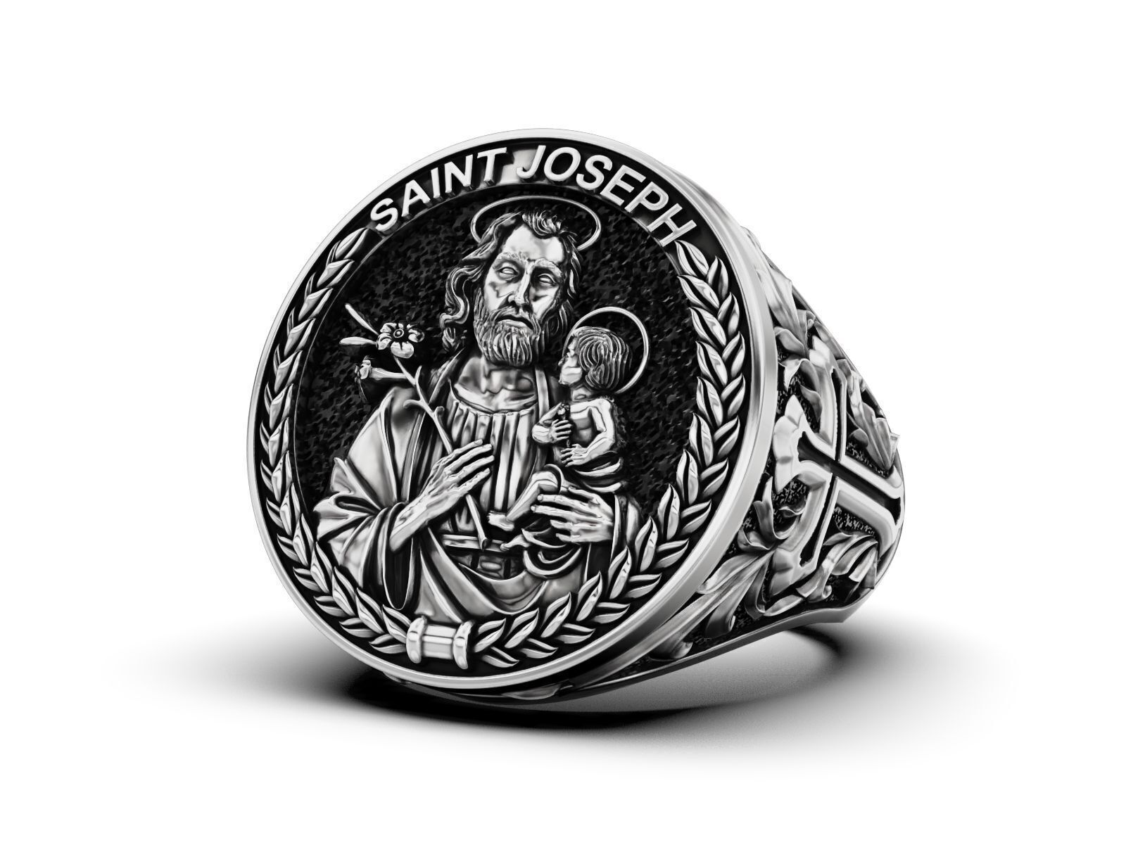 Saint Joseph Signet Ring 3D model 3D printable | CGTrader