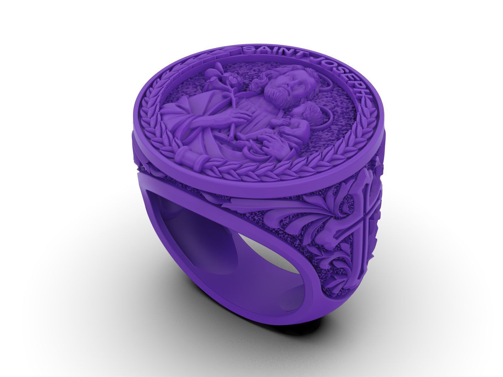 Saint Joseph Signet Ring 3D model 3D printable | CGTrader