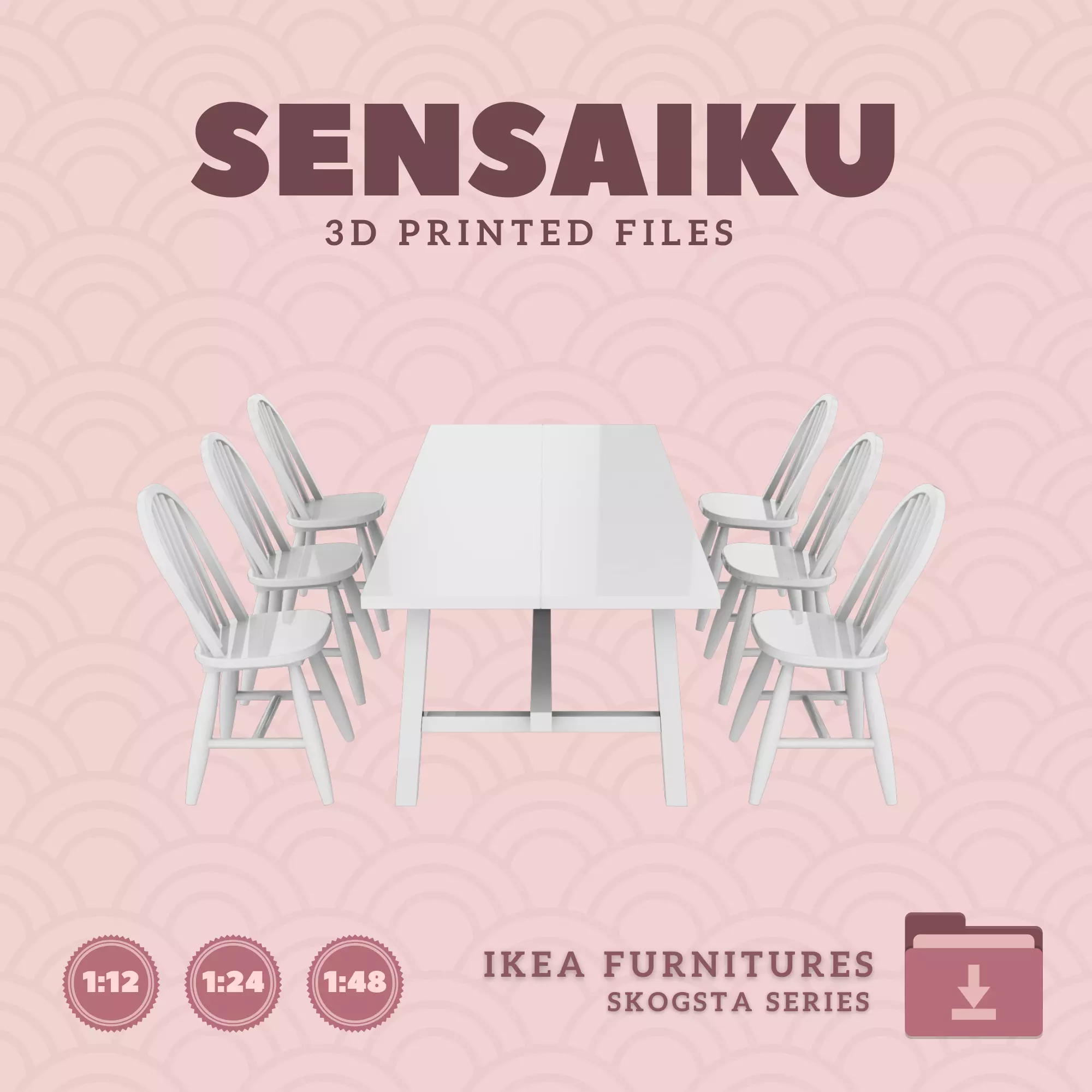SKOGSTA Dining Table and Chairs for Dollhouse - IKEA - 3D Print 3D ...