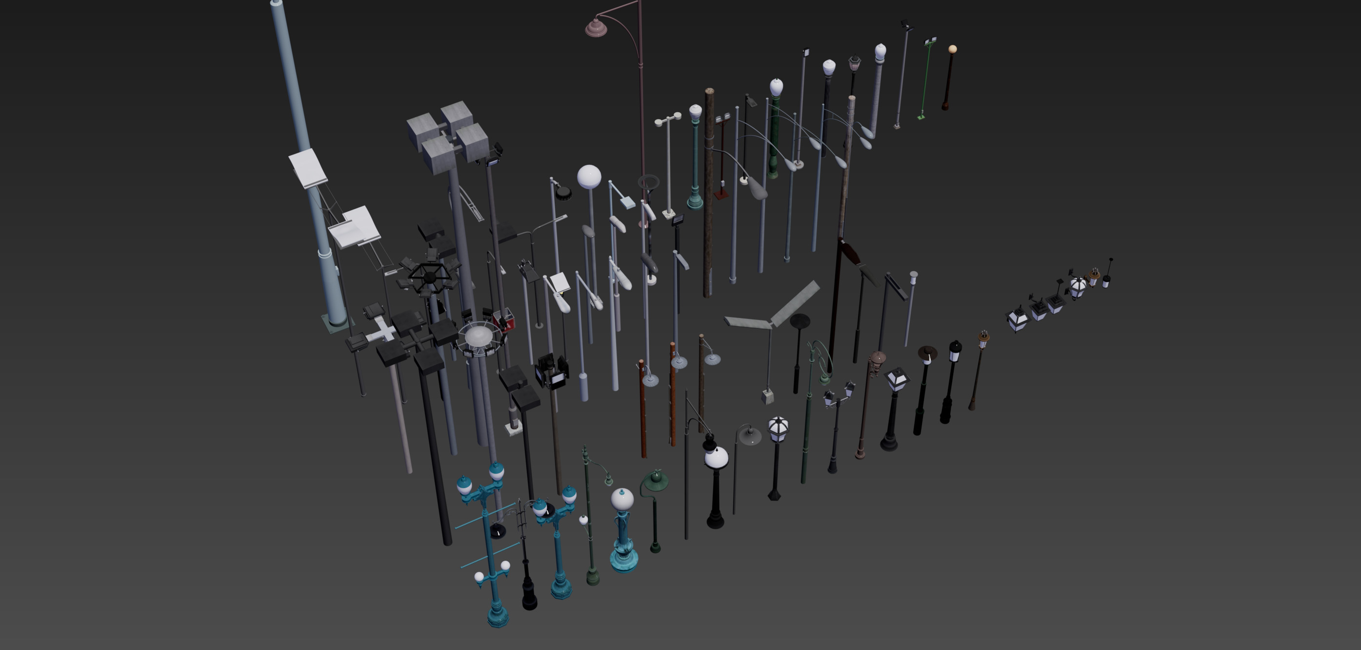 street lamps set - 90 items free VR / AR / low-poly 3D model | CGTrader