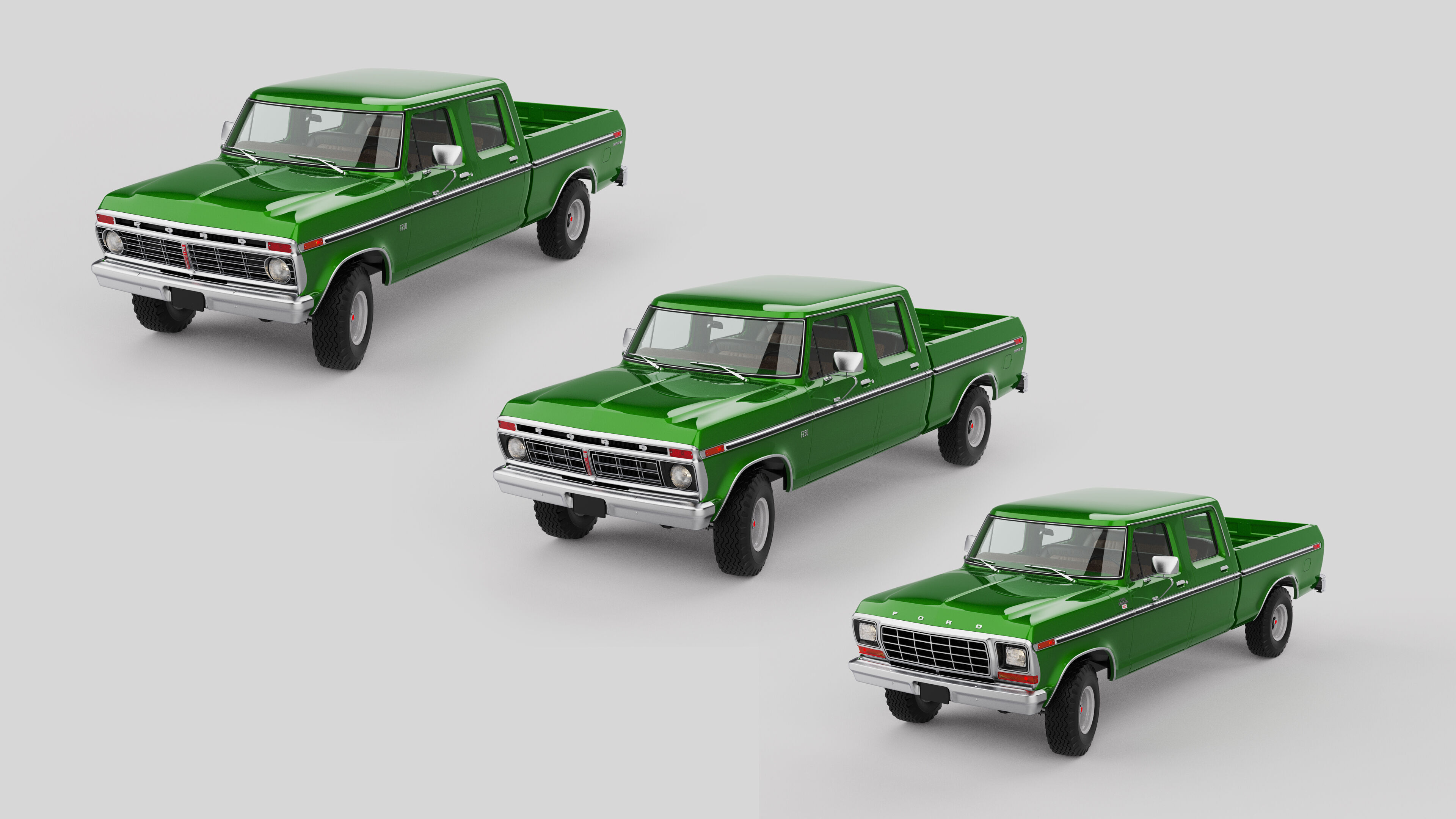 Pickup F250 Crew Cab Mk2 1973 1976 1978 3D model | CGTrader