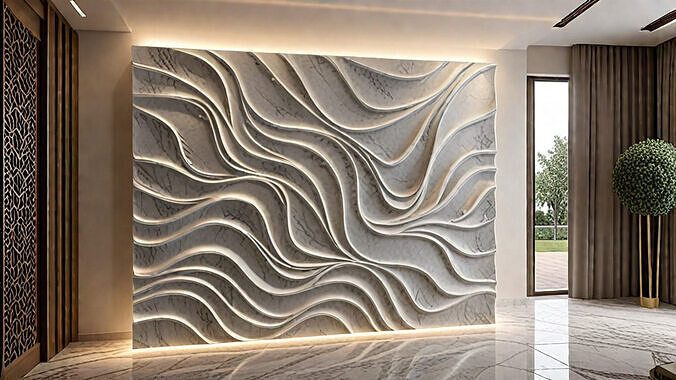 3D Wall Panel mural decor set relief stl 02 3D model | CGTrader