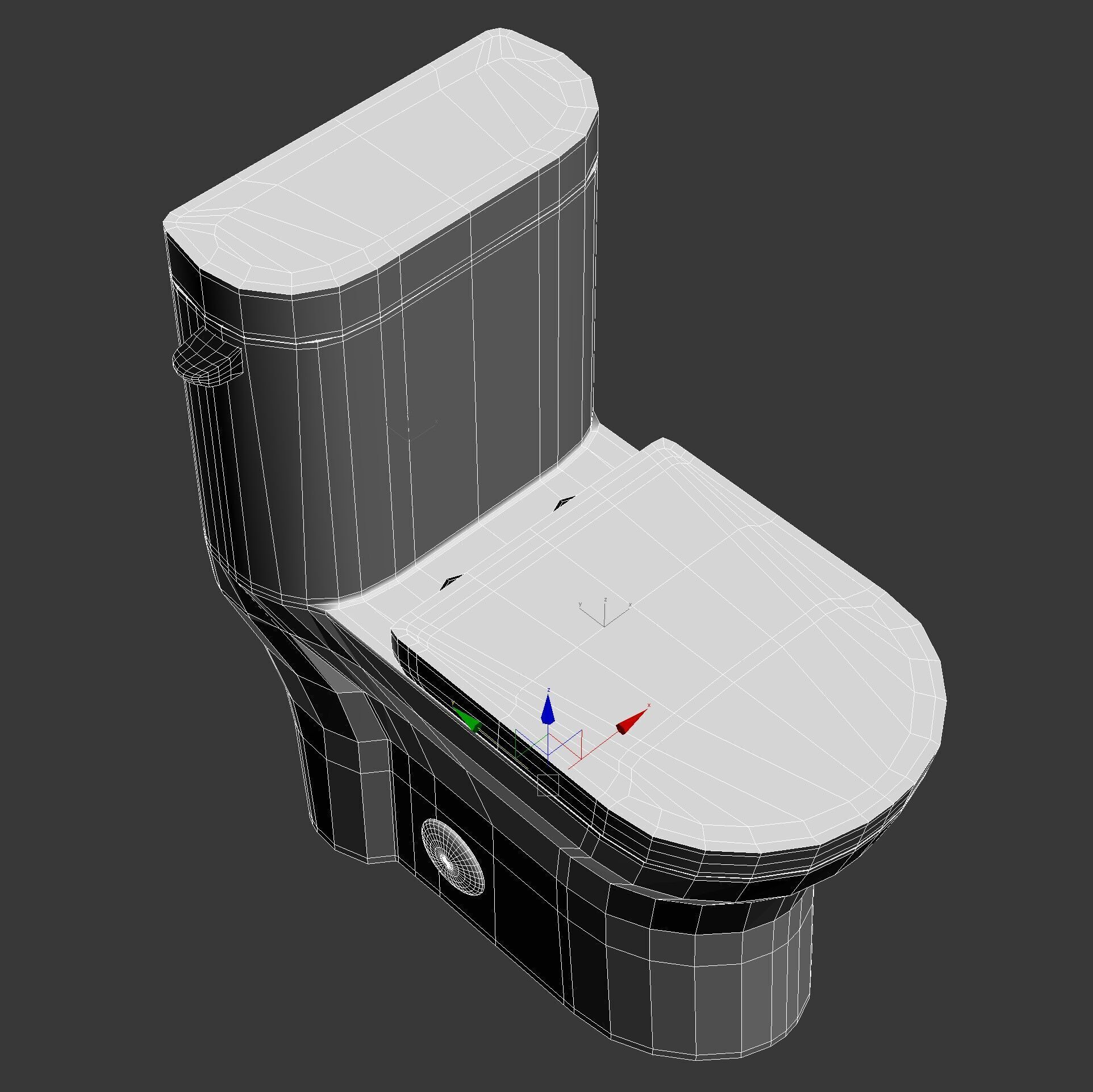 Monaco One-Piece Elongated Left Side Flush Handle Toilet 3D model ...