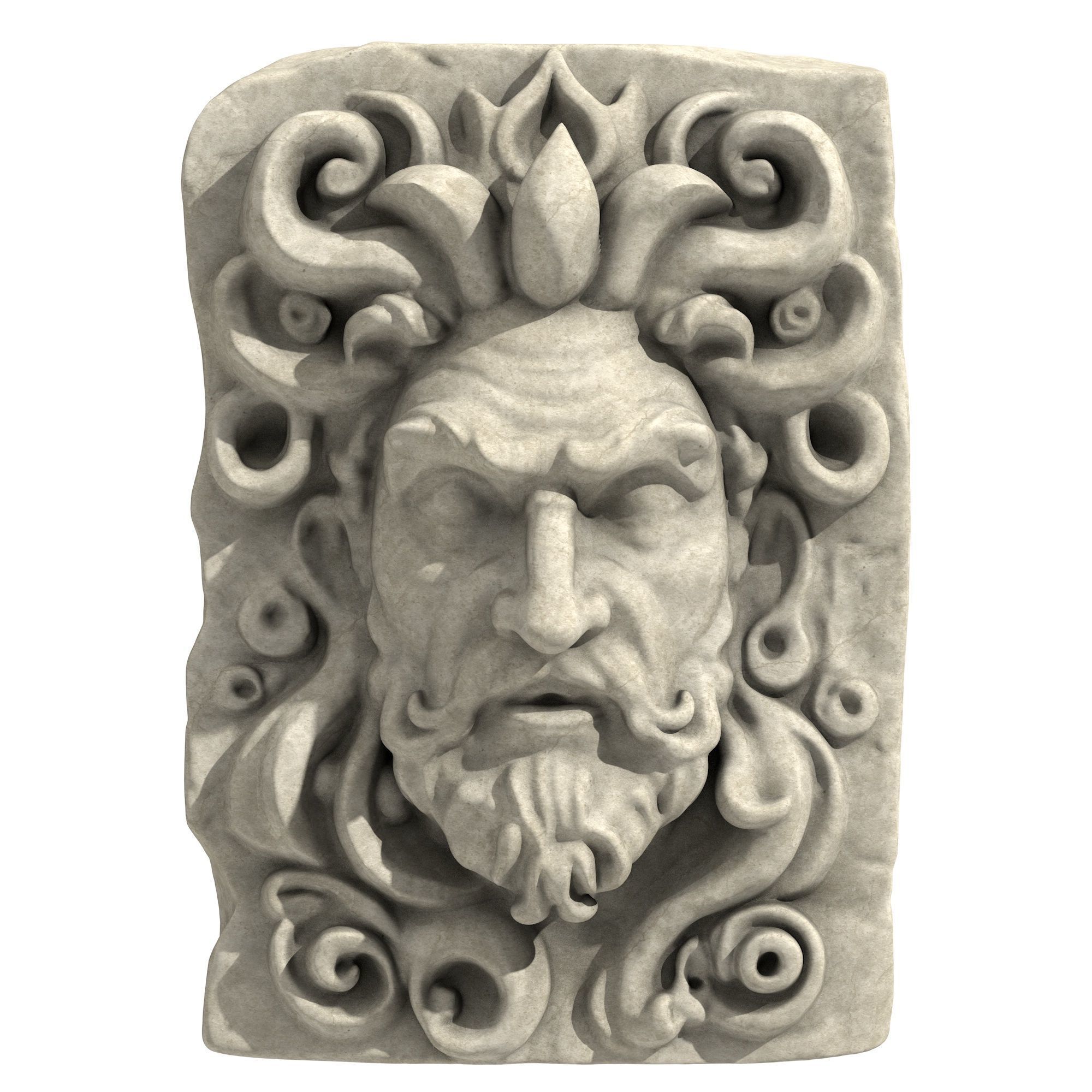 Greek God Face Bas Relief Sculpture 2 3D model | CGTrader